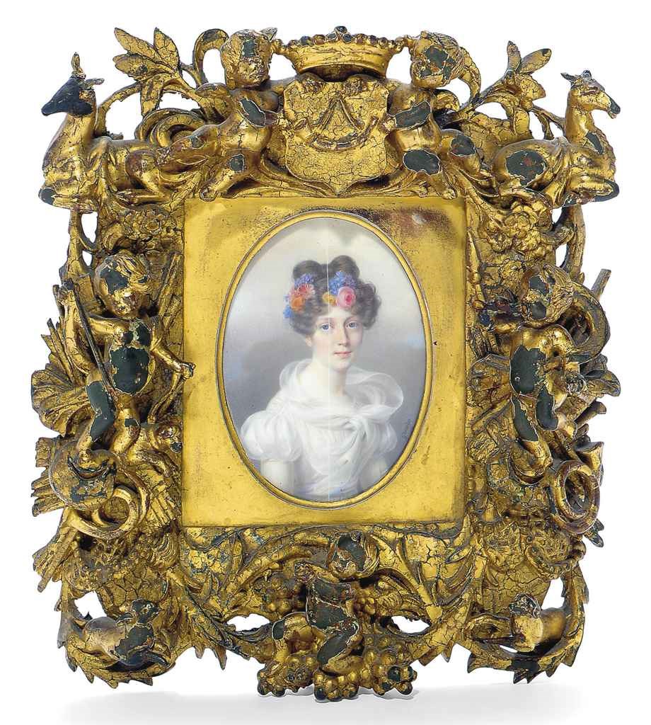 A FRENCH PAINTED MINIATURE OF MARIA CAROLINE, DUCHESSE DE BERRY (1798 ...