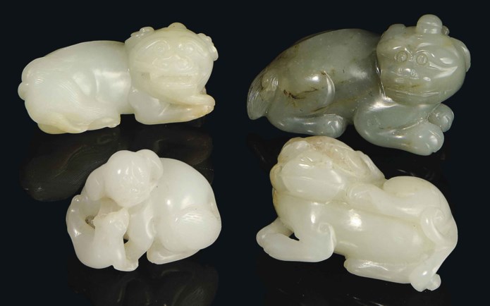 FOUR JADE ANIMAL CARVINGS