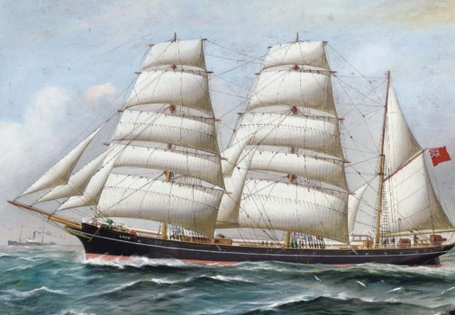 M. Dufty, 19th/20th Century , The British barque Lobo under full canvas ...