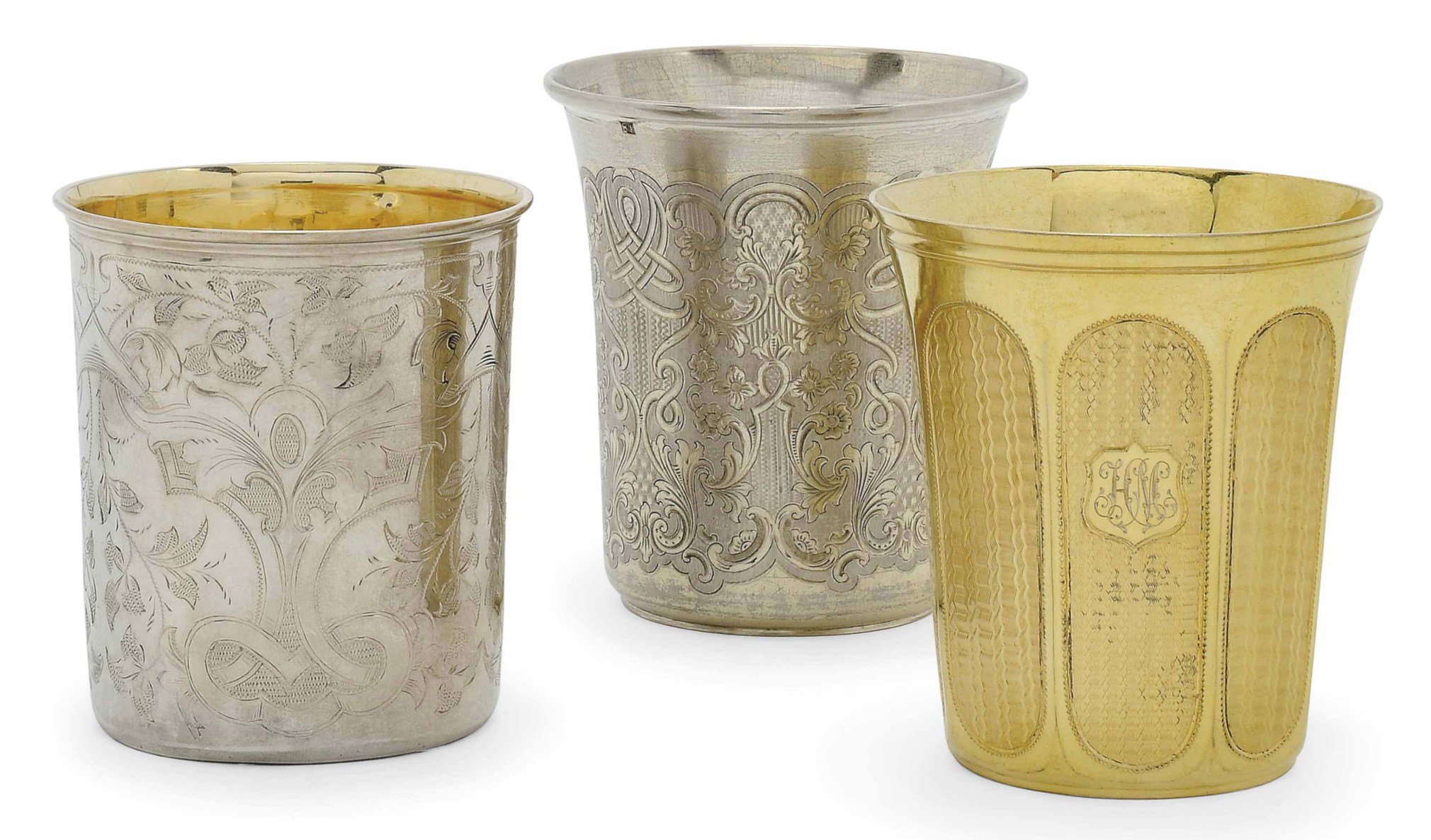 A RUSSIAN SILVER-GILT BEAKER , MARK OF PAVEL OVCHINNIKOV, MOSCOW, 1867 ...