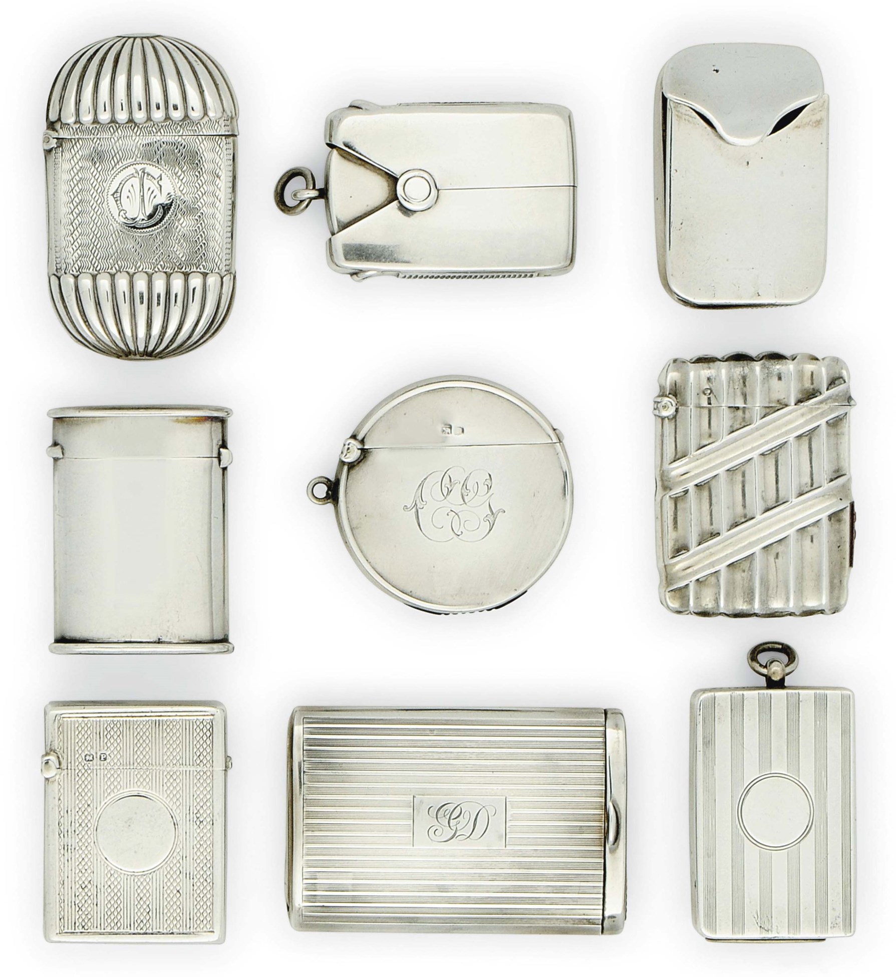 A GROUP OF 14 SILVER VESTA CASES , VARIOUS DATES AND MAKERS, MOSTLY ...