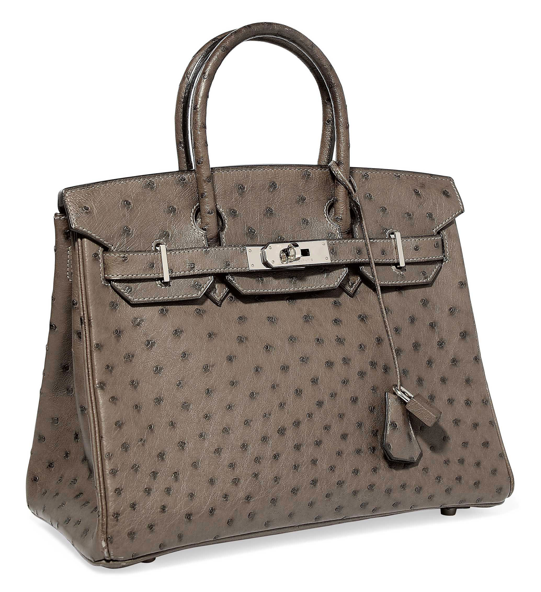 A GRAPHITE OSTRICH 'BIRKIN' BAG