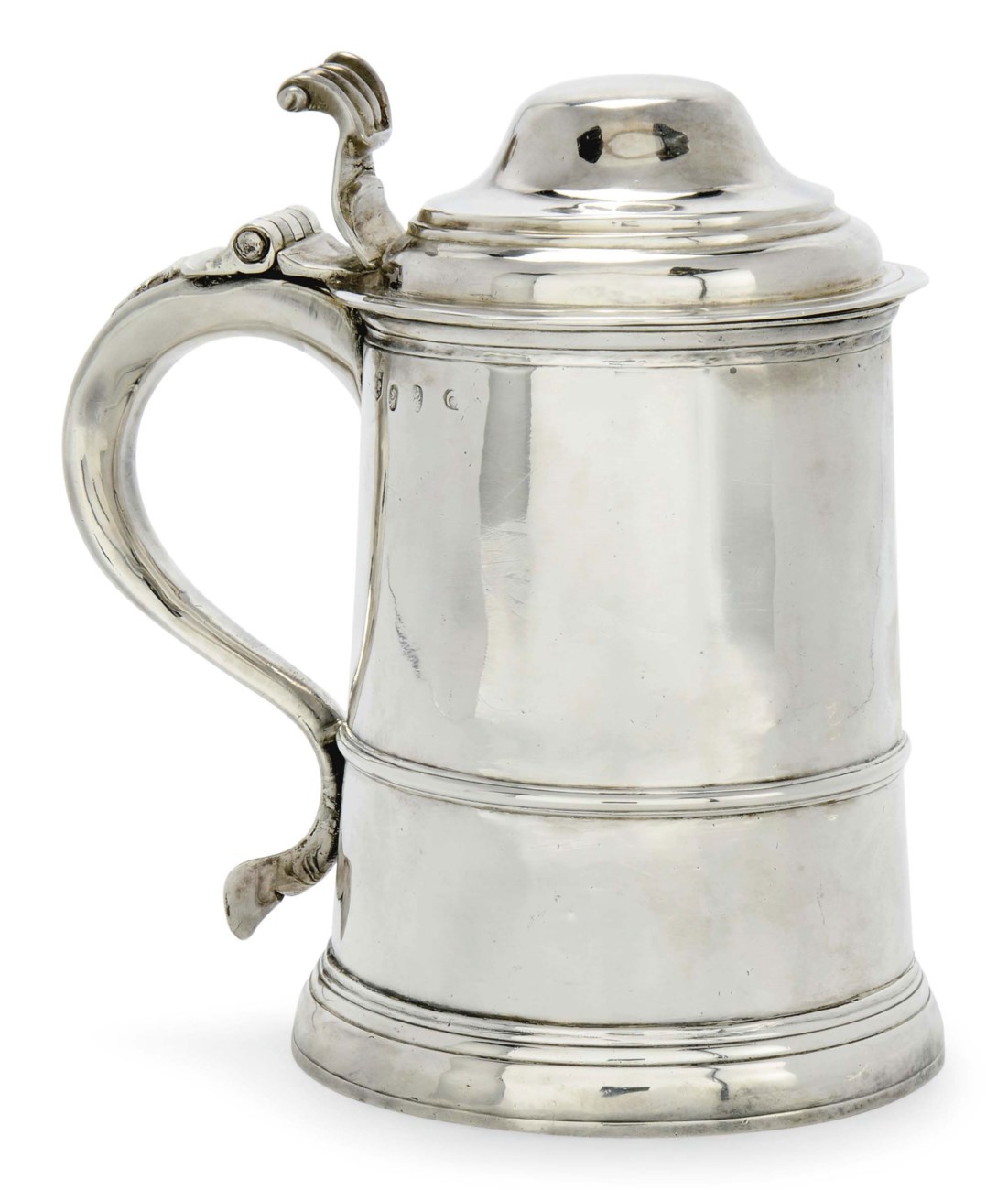 A GEORGE I SILVER TANKARD , MARK OF WILLIAM SPACKMAN, LONDON, 1718 ...