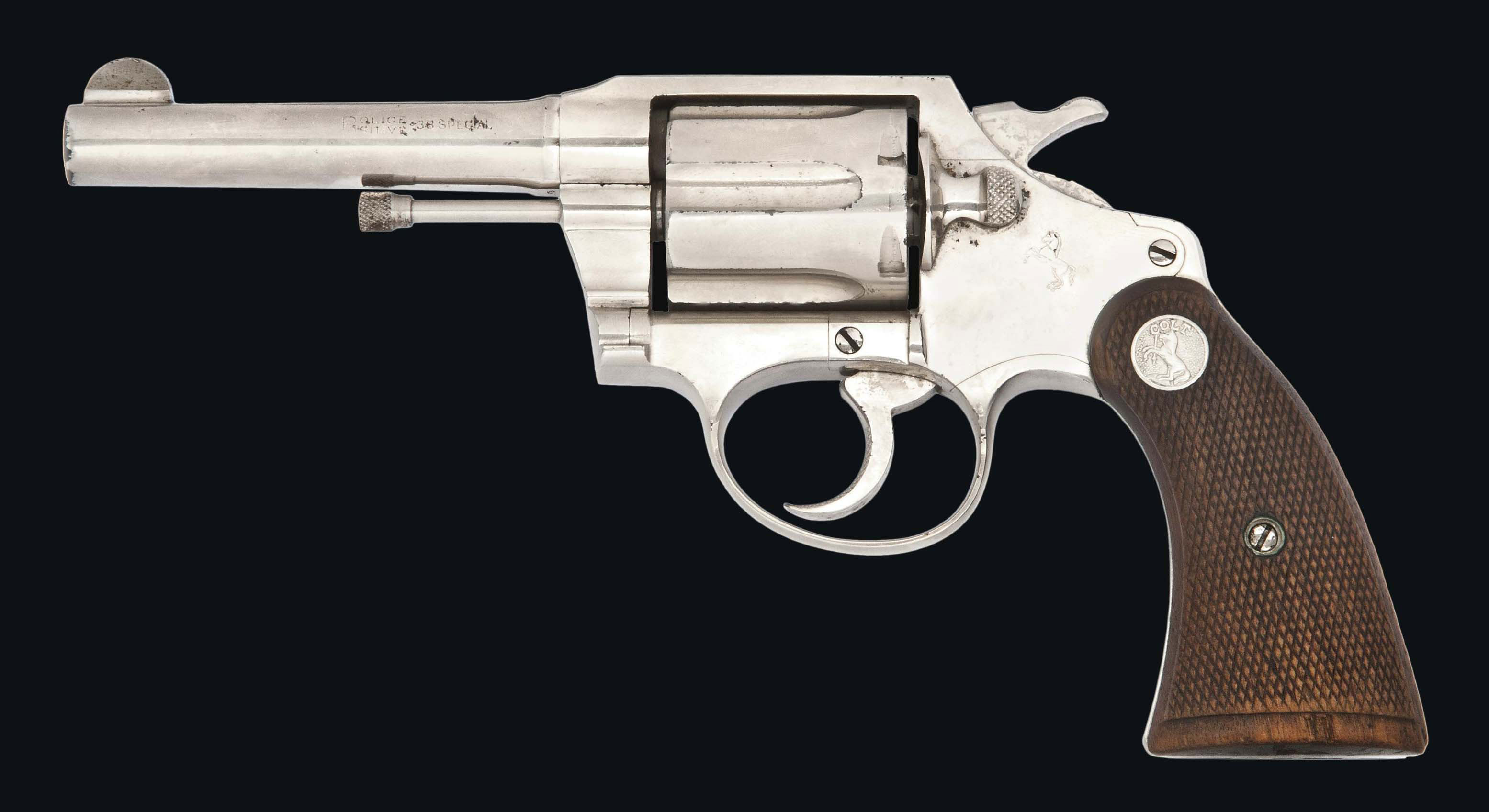 A .38 (SPECIAL) 'POLICE POSITIVE' NICKEL-PLATED SIX-SHOT DOUBLE-ACTION ...