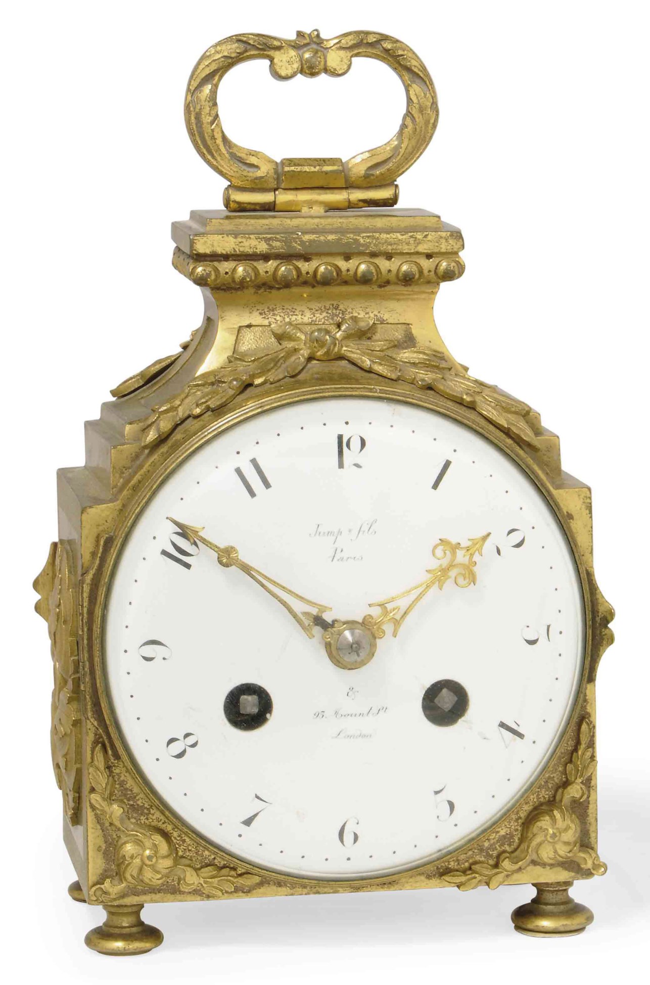 A FRENCH ORMOLU STRIKING PENDULE D'OFFICIER , RETAILED BY JUMP & FILS ...