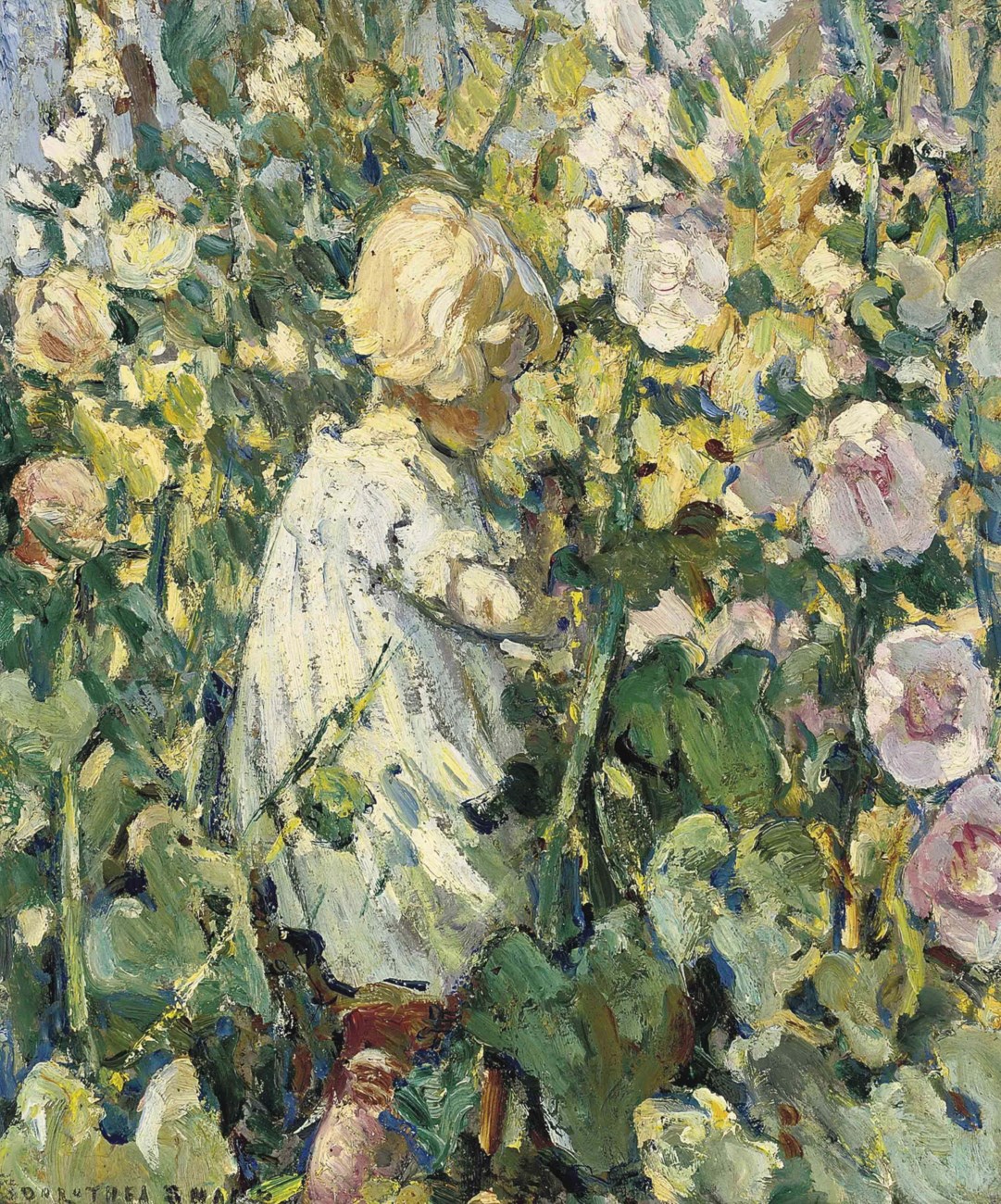 Dorothea Sharp, R.B.A., V.P.S.A.W. (1874-1955) , Picking flowers ...