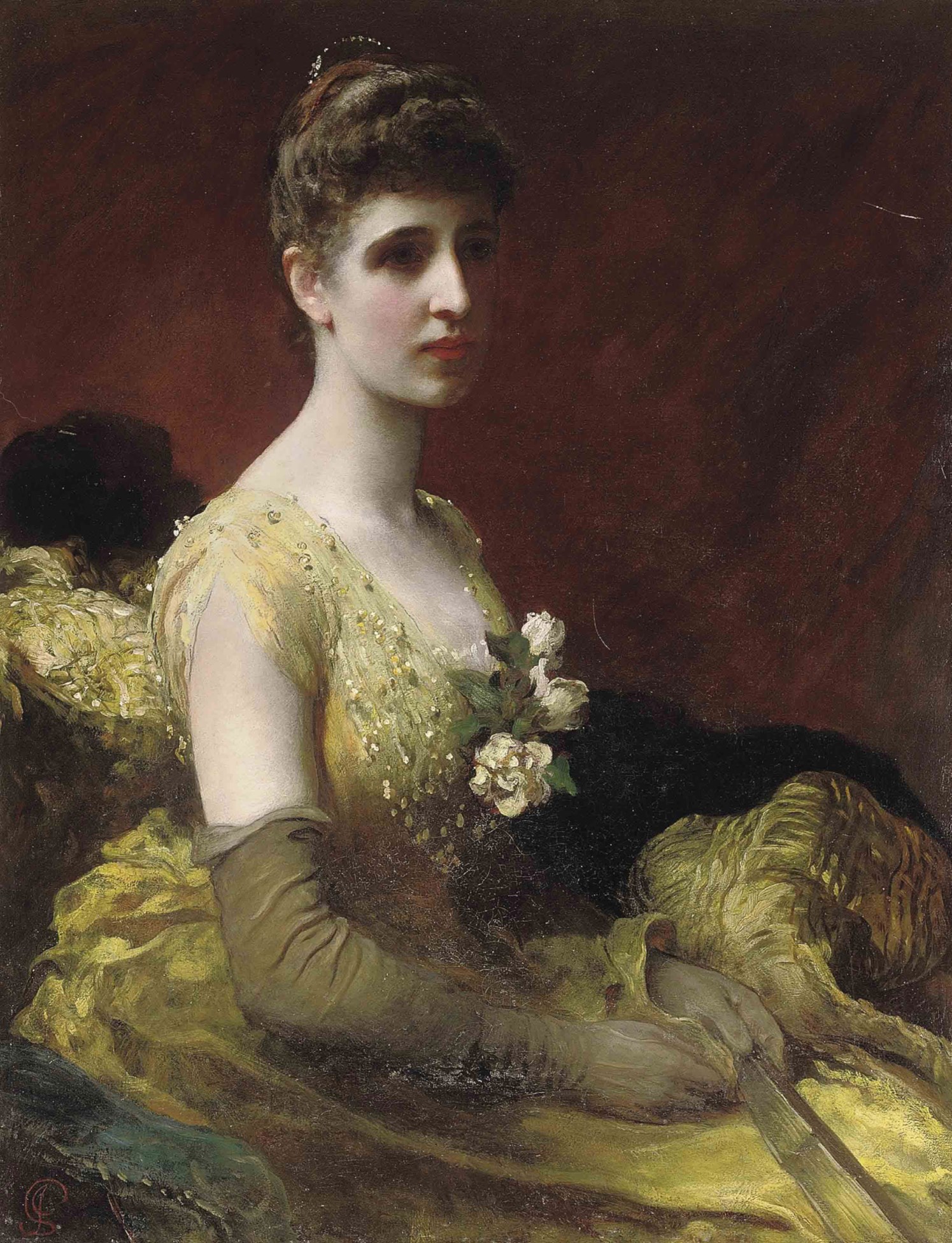 James Sant, R.A. (1820-1916) , Portrait of Mrs Dixon of Rheda, seated ...