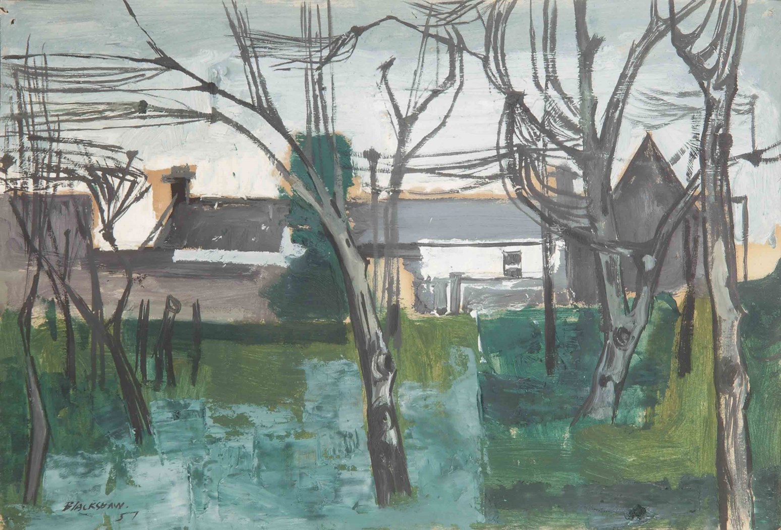 Basil Blackshaw, H.R.H.A. (b. 1932) , November Cottage | Christie's