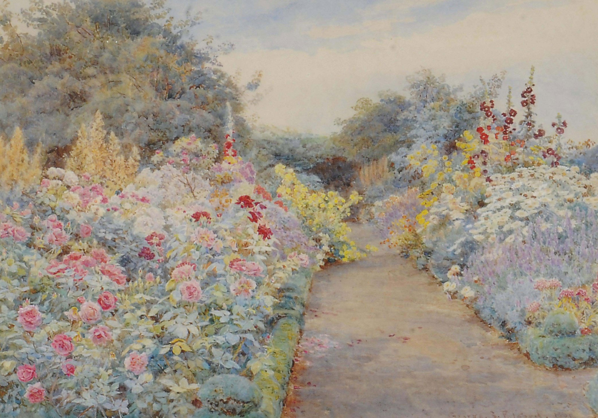 George Samuel Elgood (1851-1943) , An Herbaceous border | Christie's