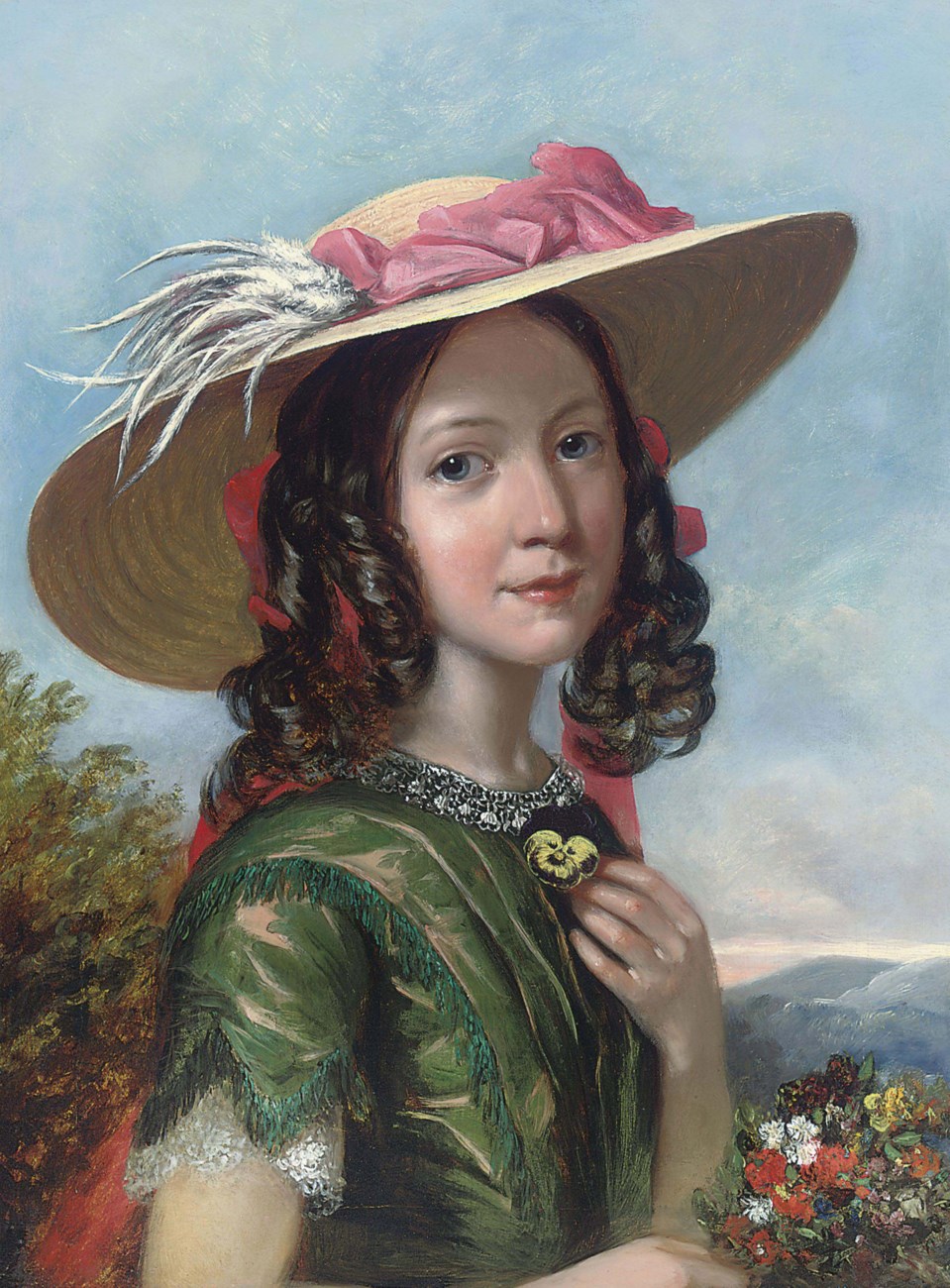 Henry Spurrier Parkman (1814-1864) , Portrait of Lucy, in a straw hat ...