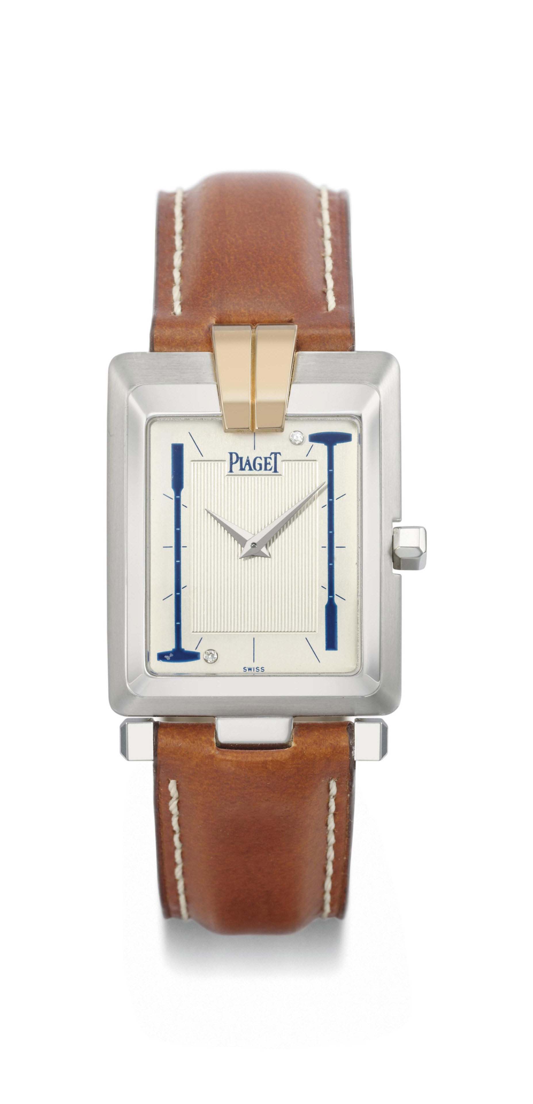 Piaget. A fine 18K two colour gold and diamond-set streamlined ...