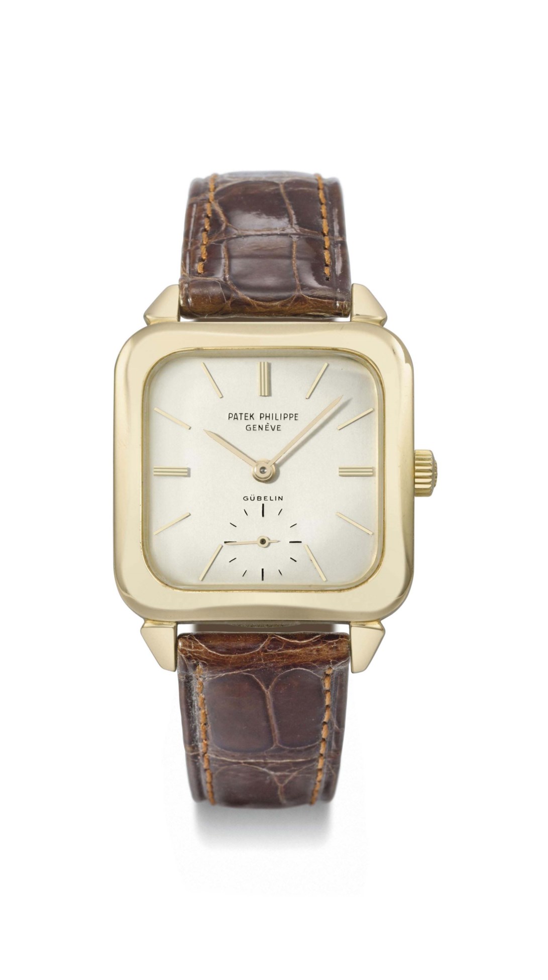 Patek Philippe. A fine and rare 18K gold square-shaped wristwatch