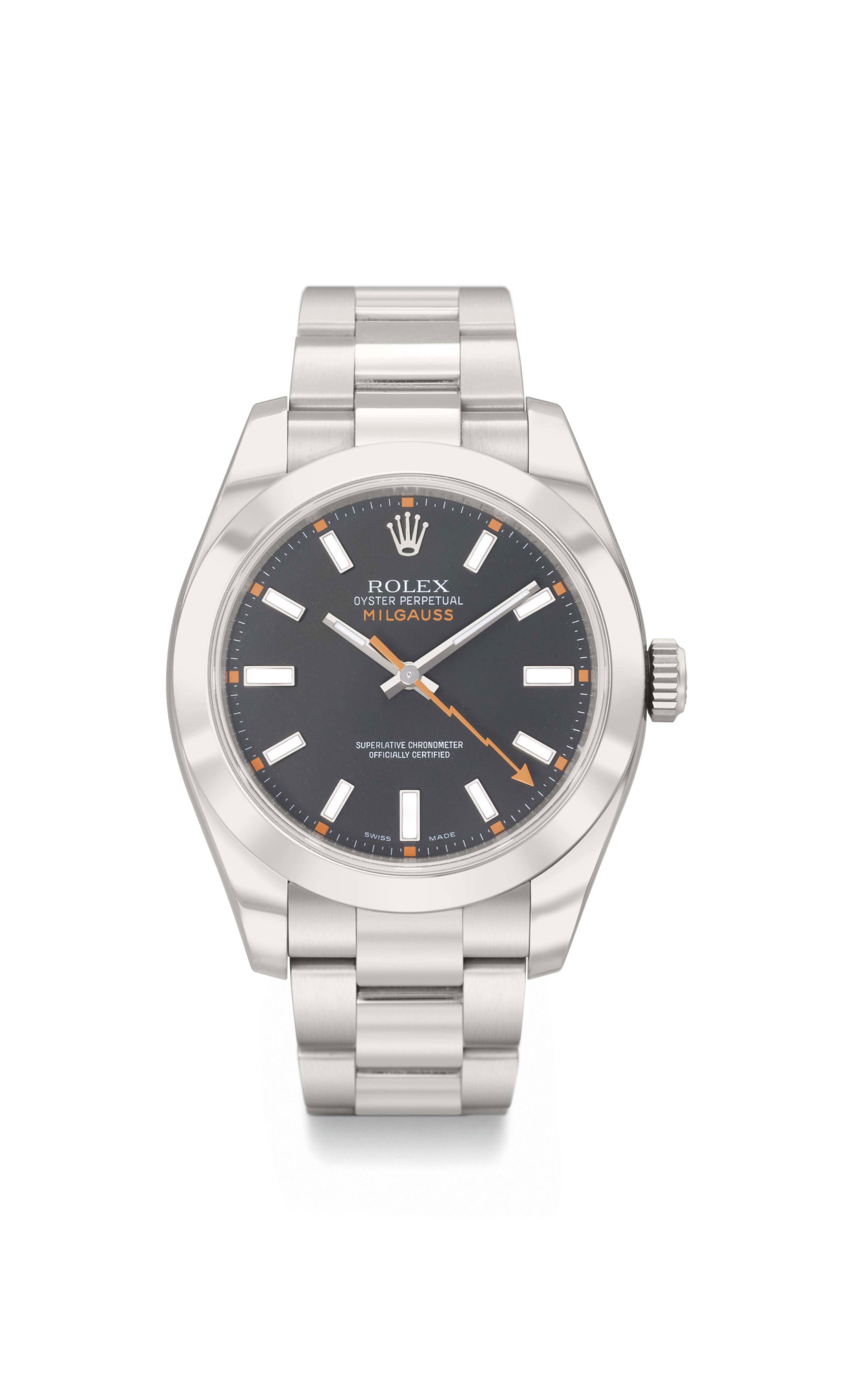 Rolex. A stainless steel automatic antimagnetic wristwatch with sweep ...