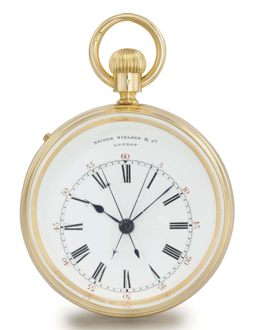 Nicole Nielsen & Co. An unusual 18K gold openface single button split ...