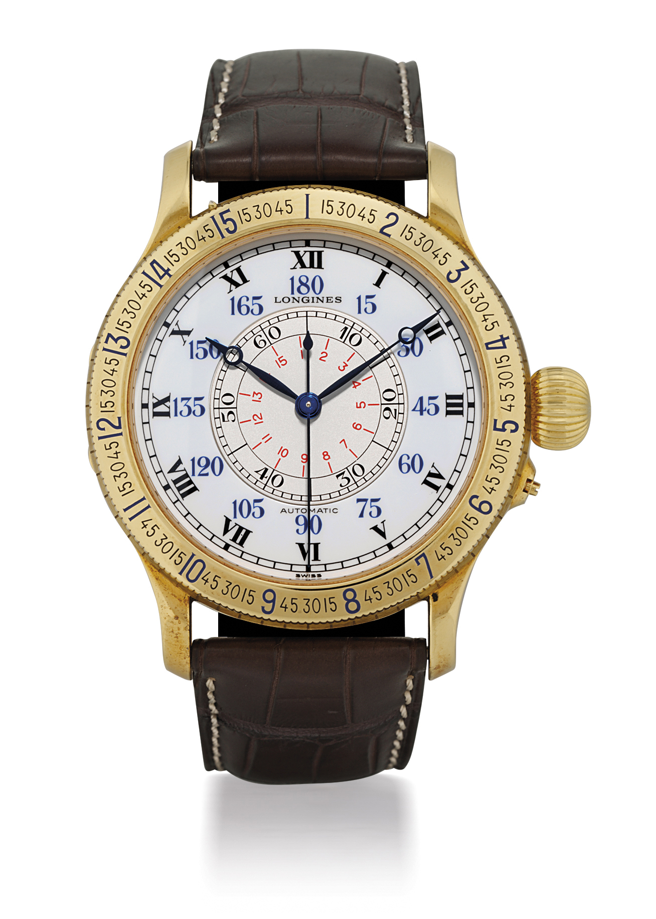 LONGINES, "LINDBERGH HOUR ANGLE WATCH" , LARGE GOLD AUTOMATIC ...
