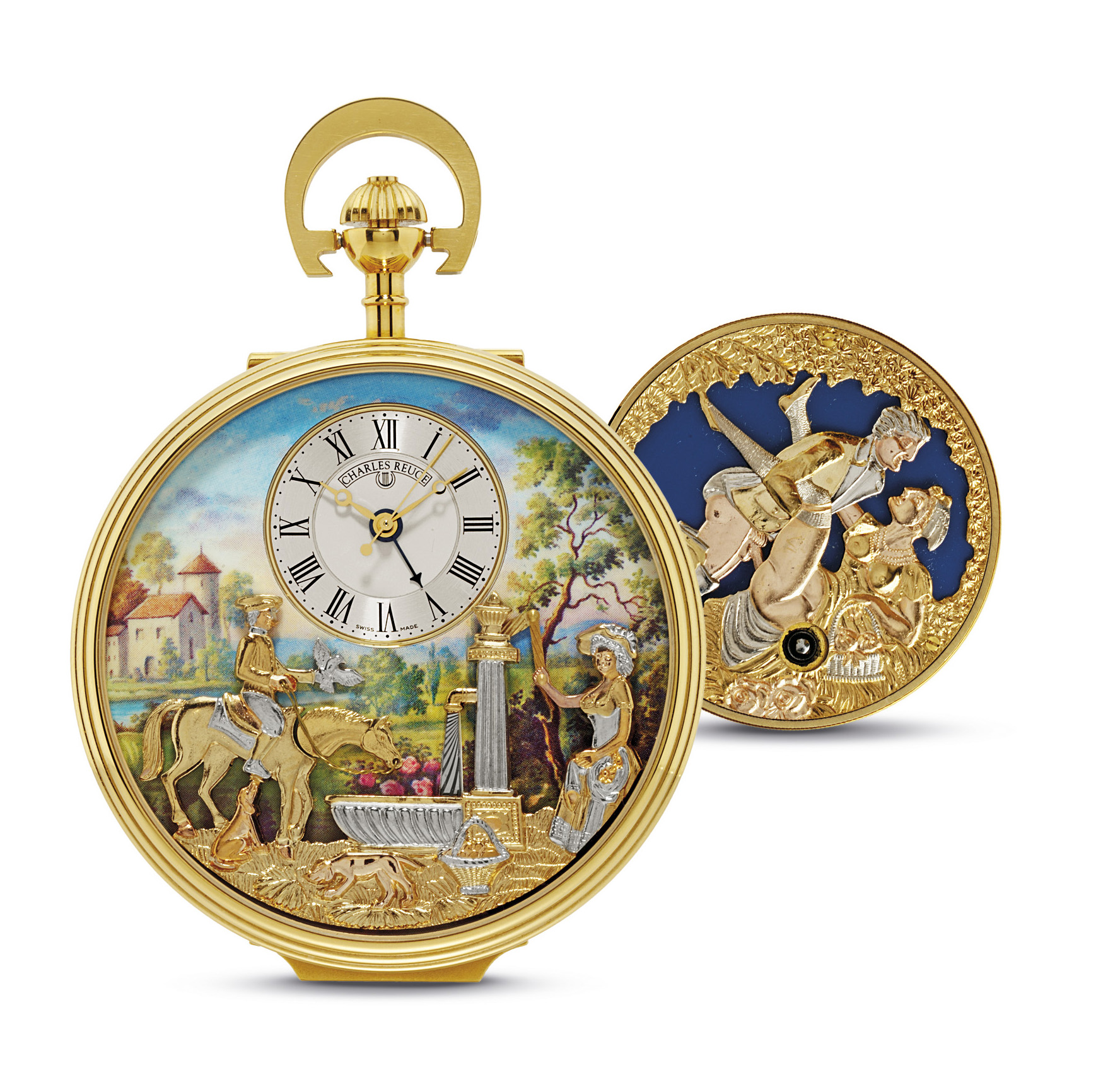 CHARLES REUGE. A GOLD-PLATED OPENFACE MUSICAL AUTOMATON KEYLESS LEVER ...