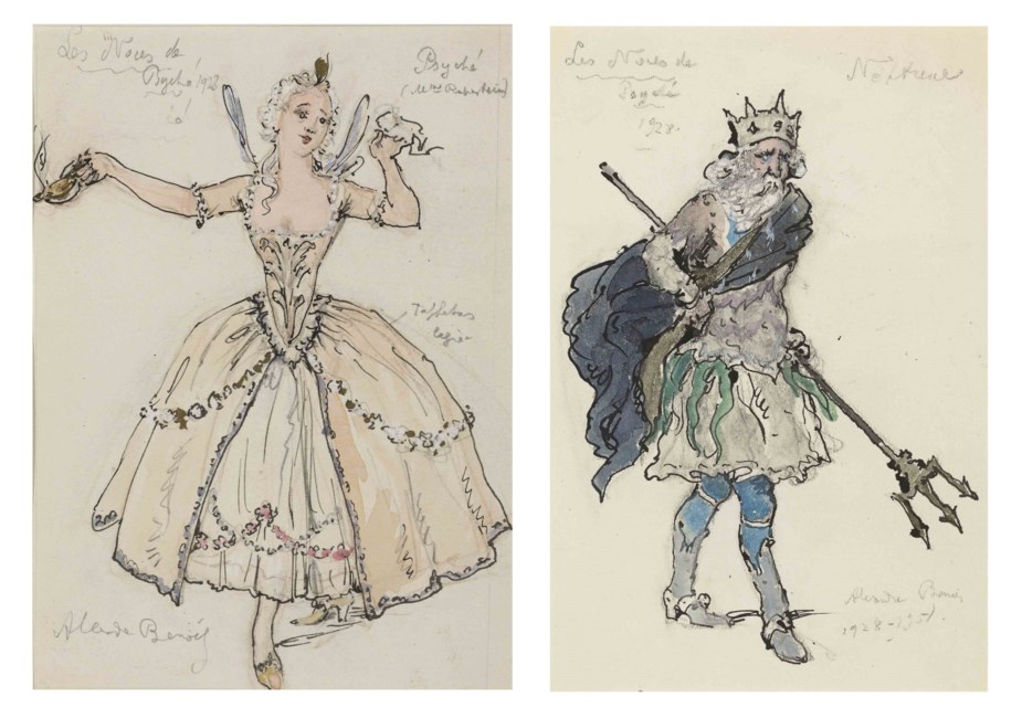 Alexandre Benois (1870-1960) , Two costume designs from Les Noces de ...