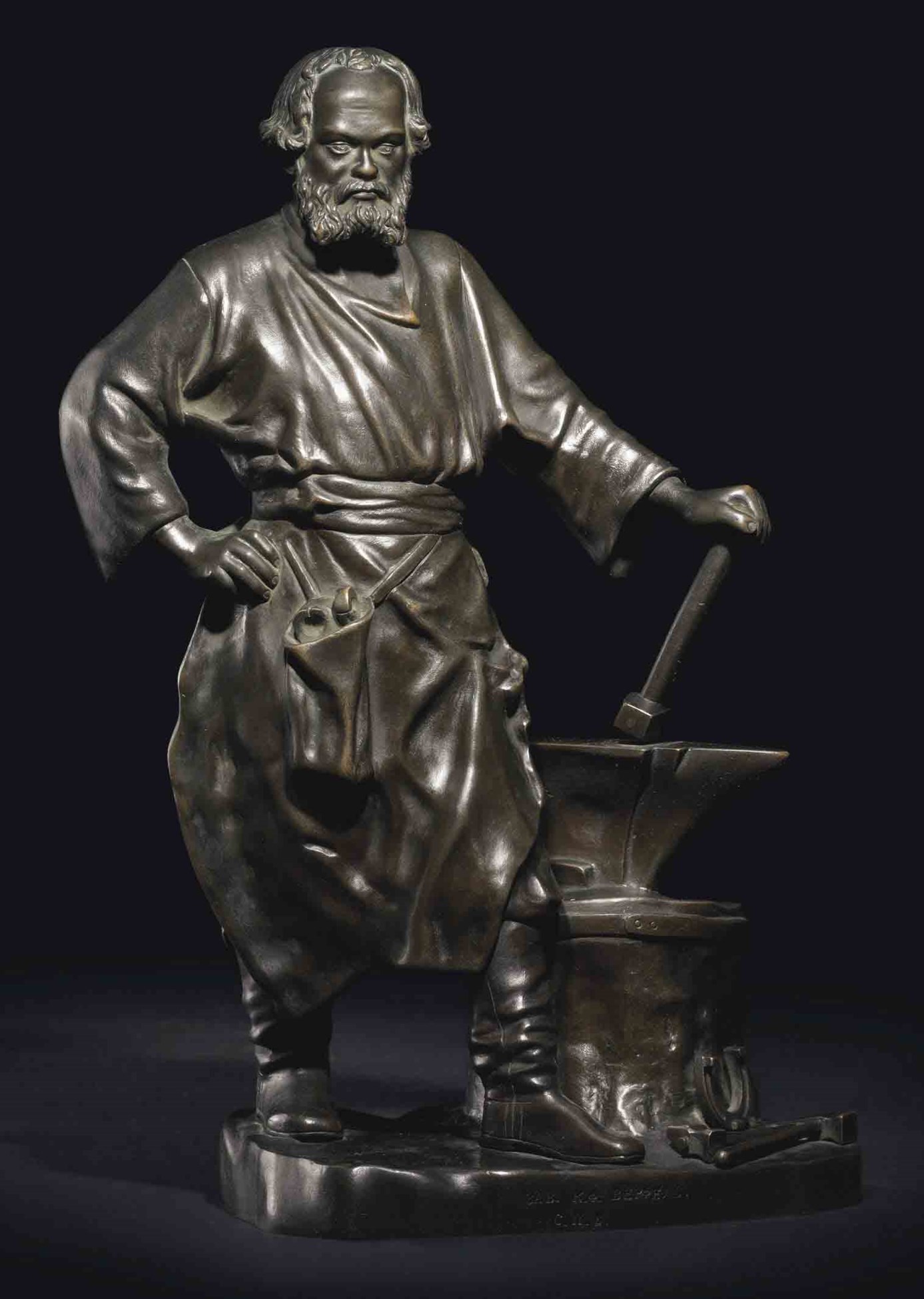A Bronze Figure of a Blacksmith , CAST BY WOERFFEL, SECOND HALF 19TH ...