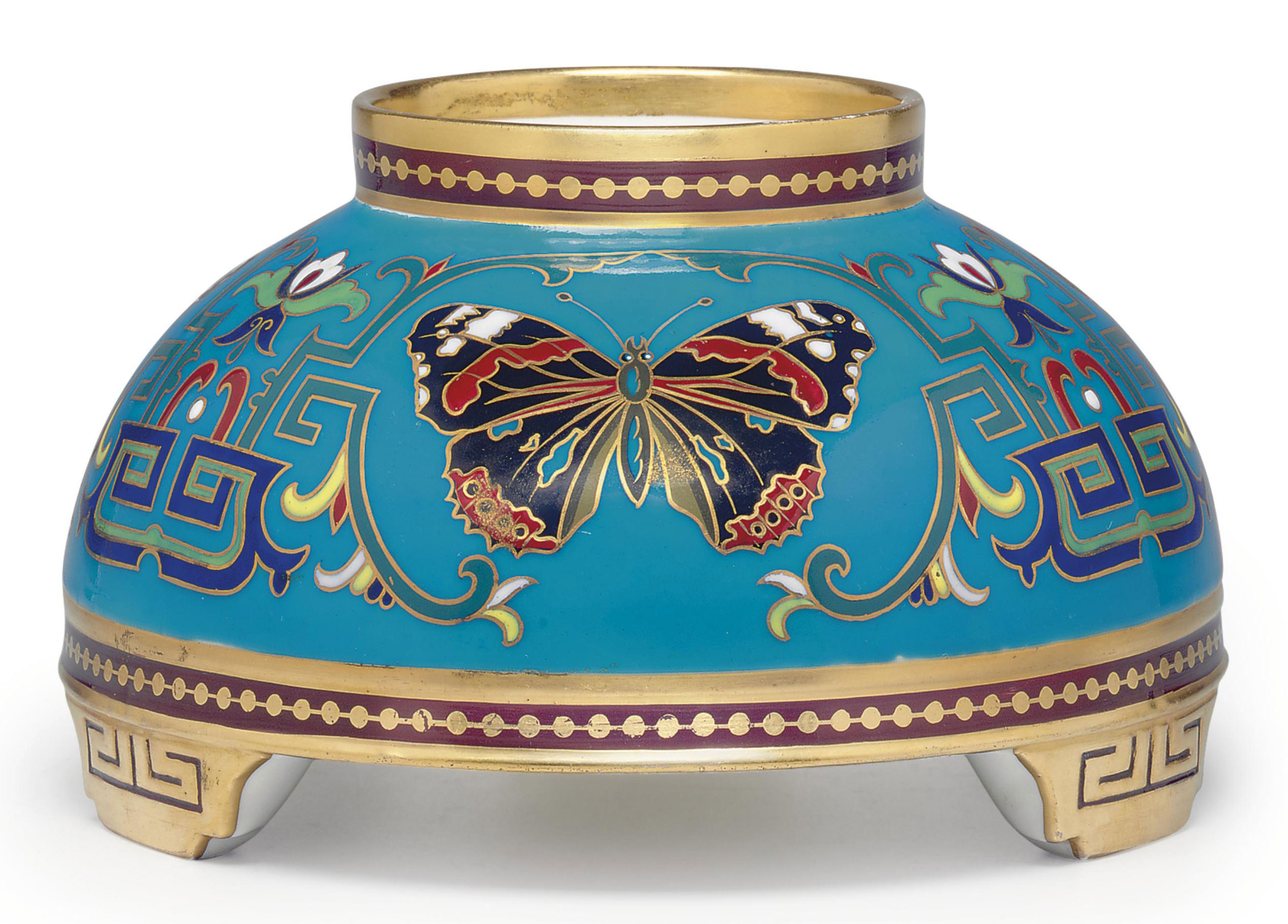 A MINTON PORCELAIN TURQUOISE-GROUND VASE , DATE CYPHER FOR 1870 ...