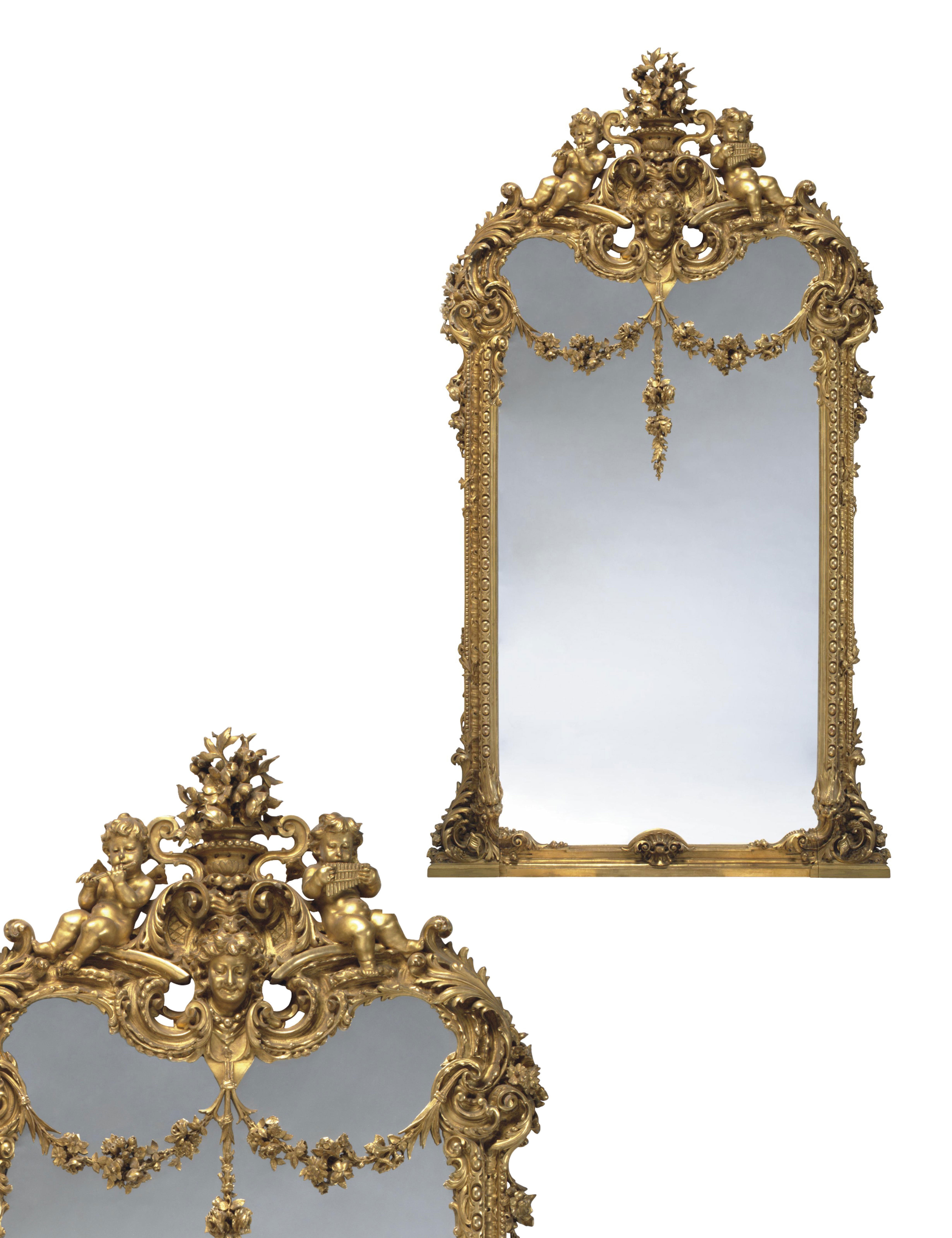 A PAIR OF FRENCH ORMOLU AND PATINATED BRONZE TWIN-LIGHT WALL APPLIQUES ...