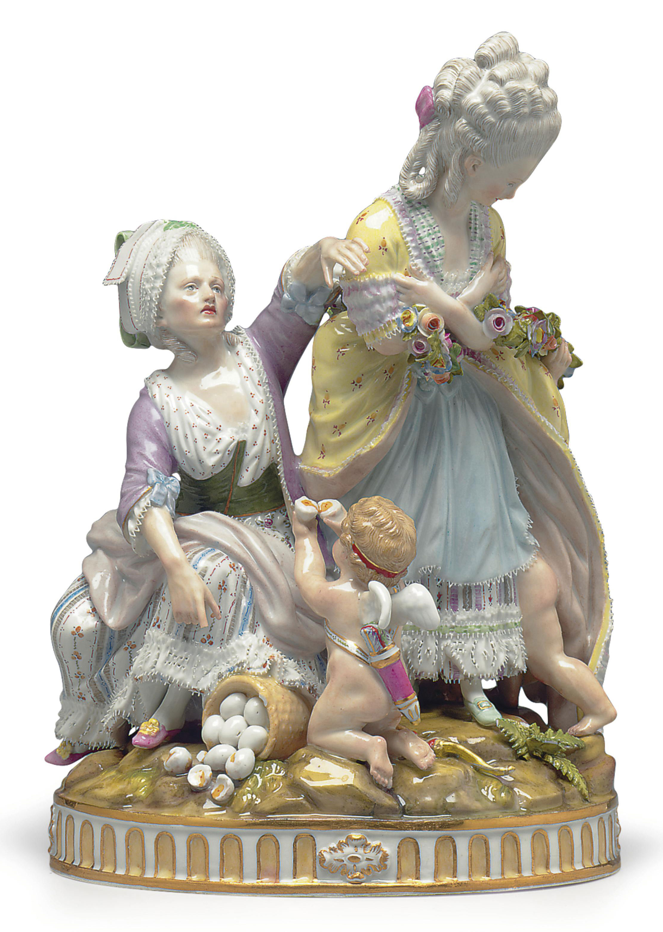 A MEISSEN PORCELAIN FIGURE GROUP, 'THE BROKEN EGGS'