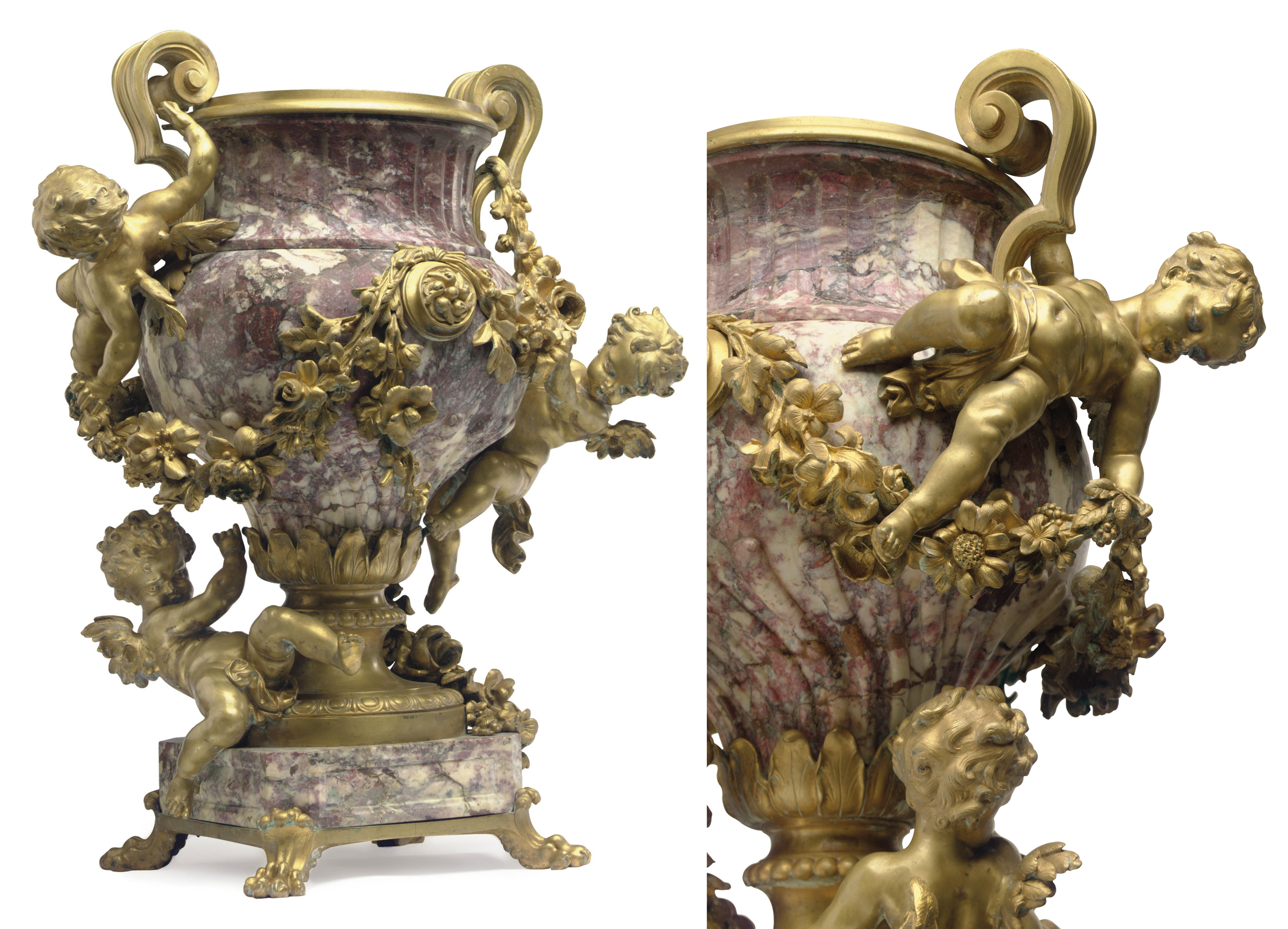 AN ITALIAN WHITE MARBLE FIGURAL GROUP OF MUSICAL PUTTI ENTITLED 'CHORUS ...