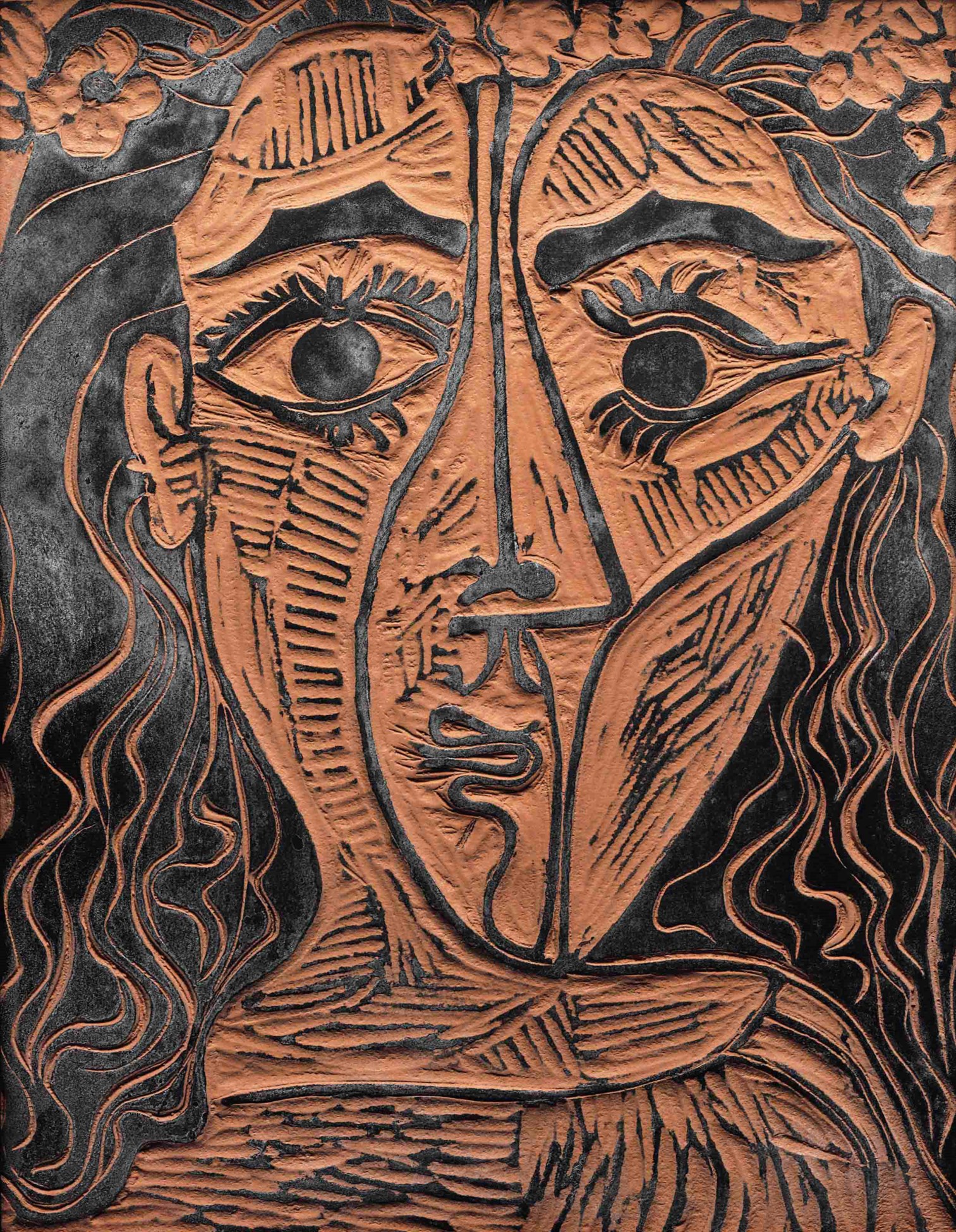 PABLO PICASSO , Woman's Head With Crown of Flowers (A.R. 522) | Christie's