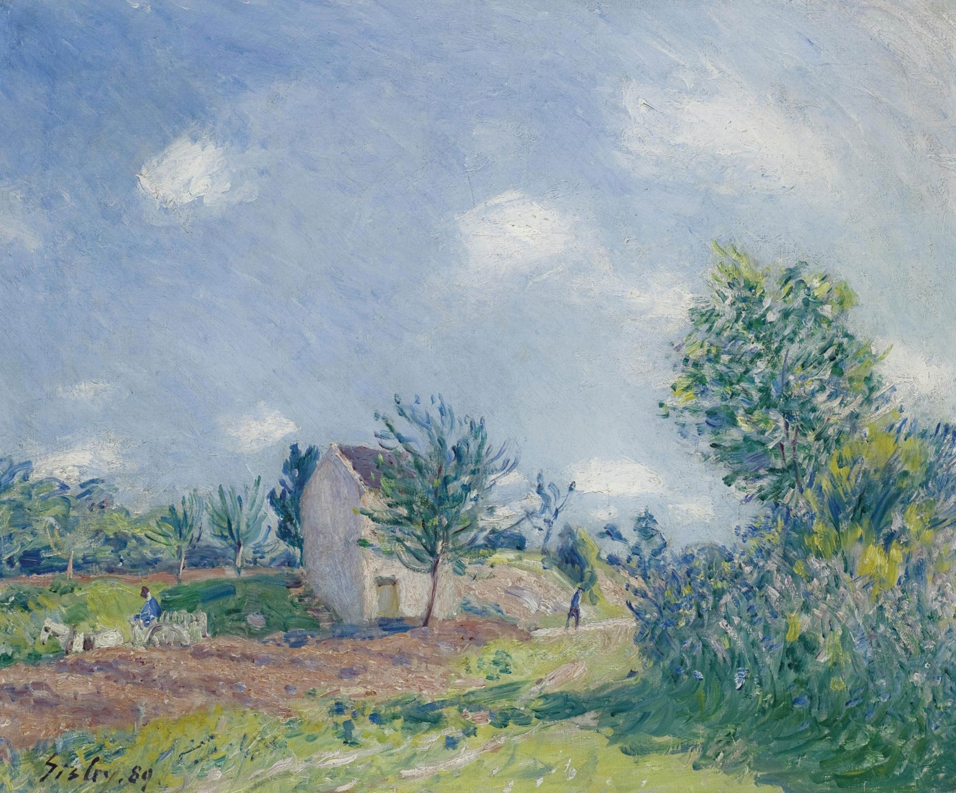 Alfred Sisley (1839-1899) , Paysage de Printemps--Chemin aux environs ...