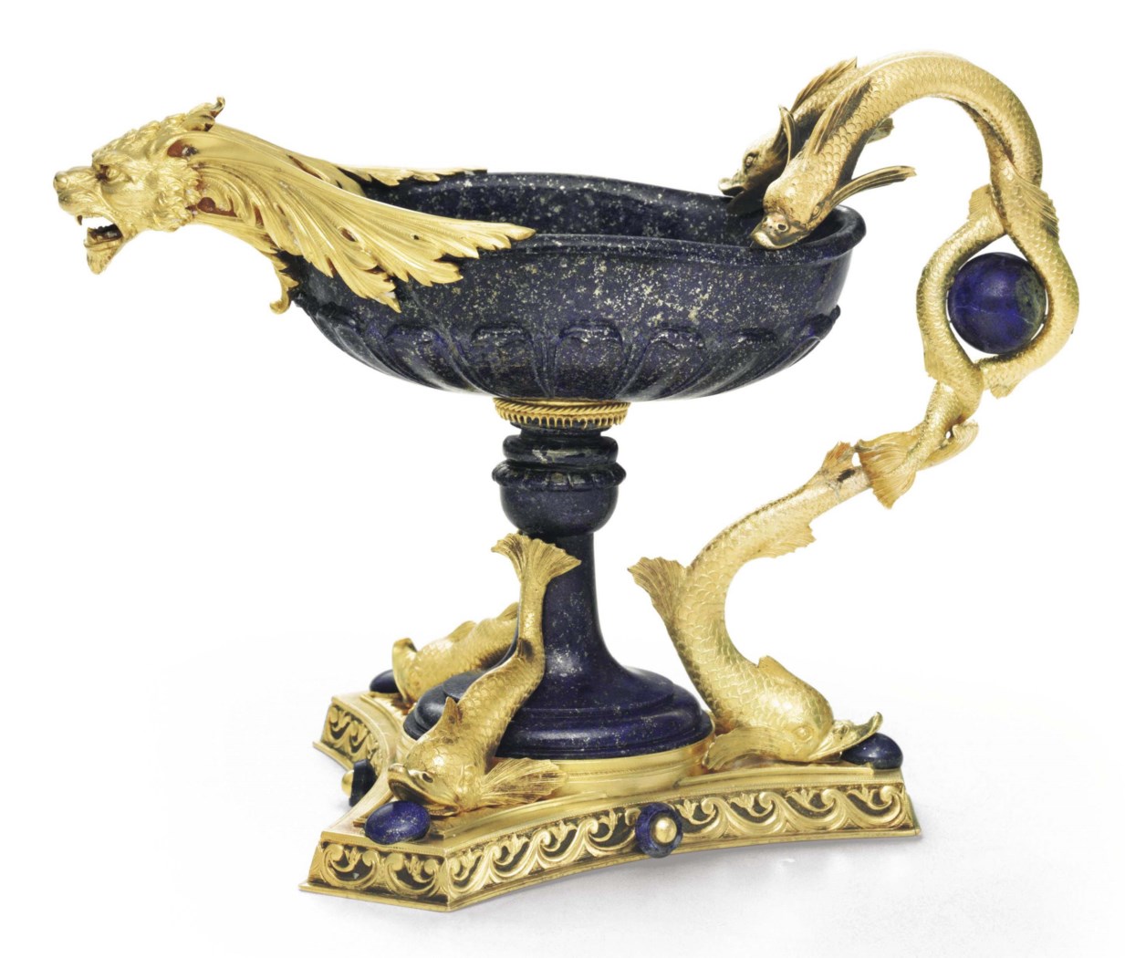 A FINE CONTINENTAL GOLD-MOUNTED LAPIS LAZULI CUP , SECOND HALF OF 19TH ...