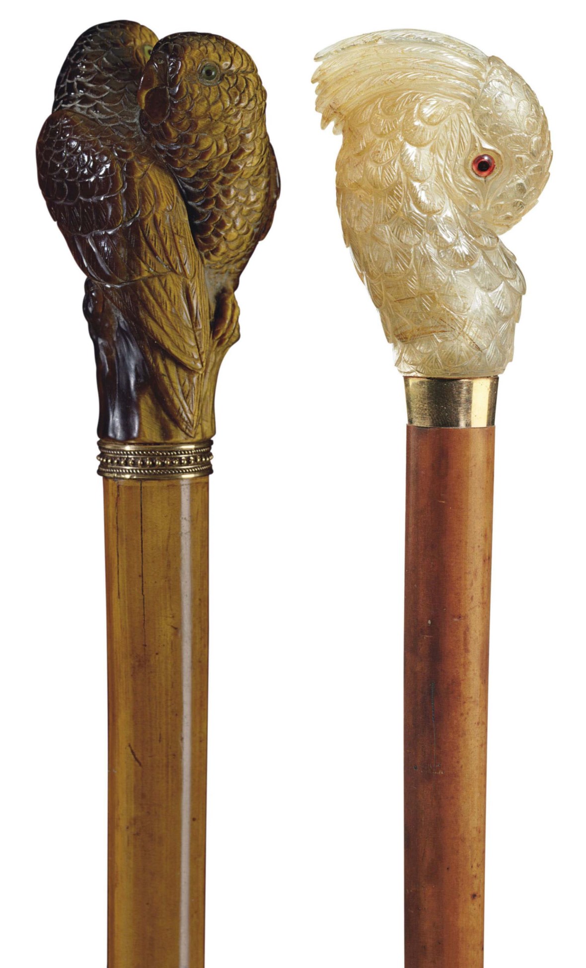 TWO LATE VICTORIAN CARVED HARDSTONE CANES , LATE 19TH/EARLY 20TH ...