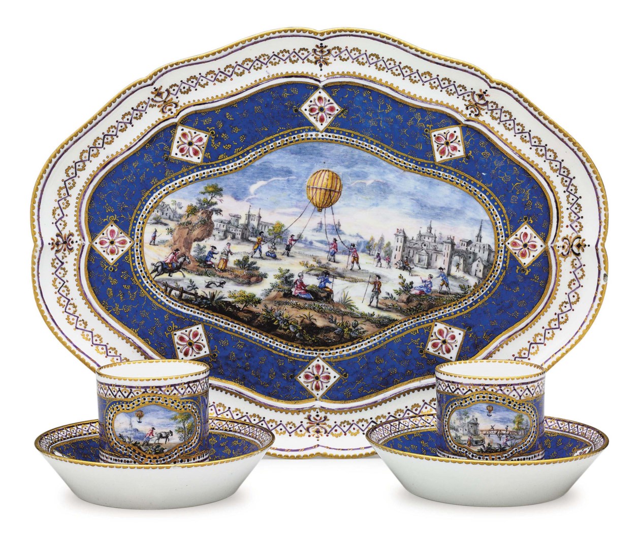 A SEVRES PORCELAIN BEAU BLEU 'DECOR DENTELLE' PART SERVICE (DEJEUNER DU ...