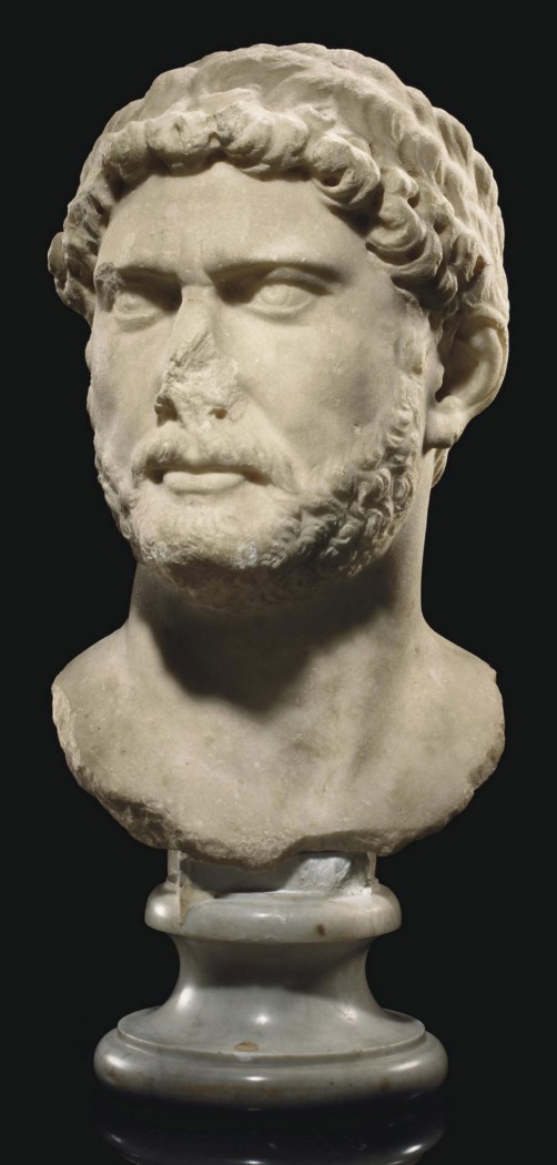 A ROMAN MARBLE PORTRAIT BUST OF THE EMPEROR HADRIAN , CIRCA 117-138 A.D ...
