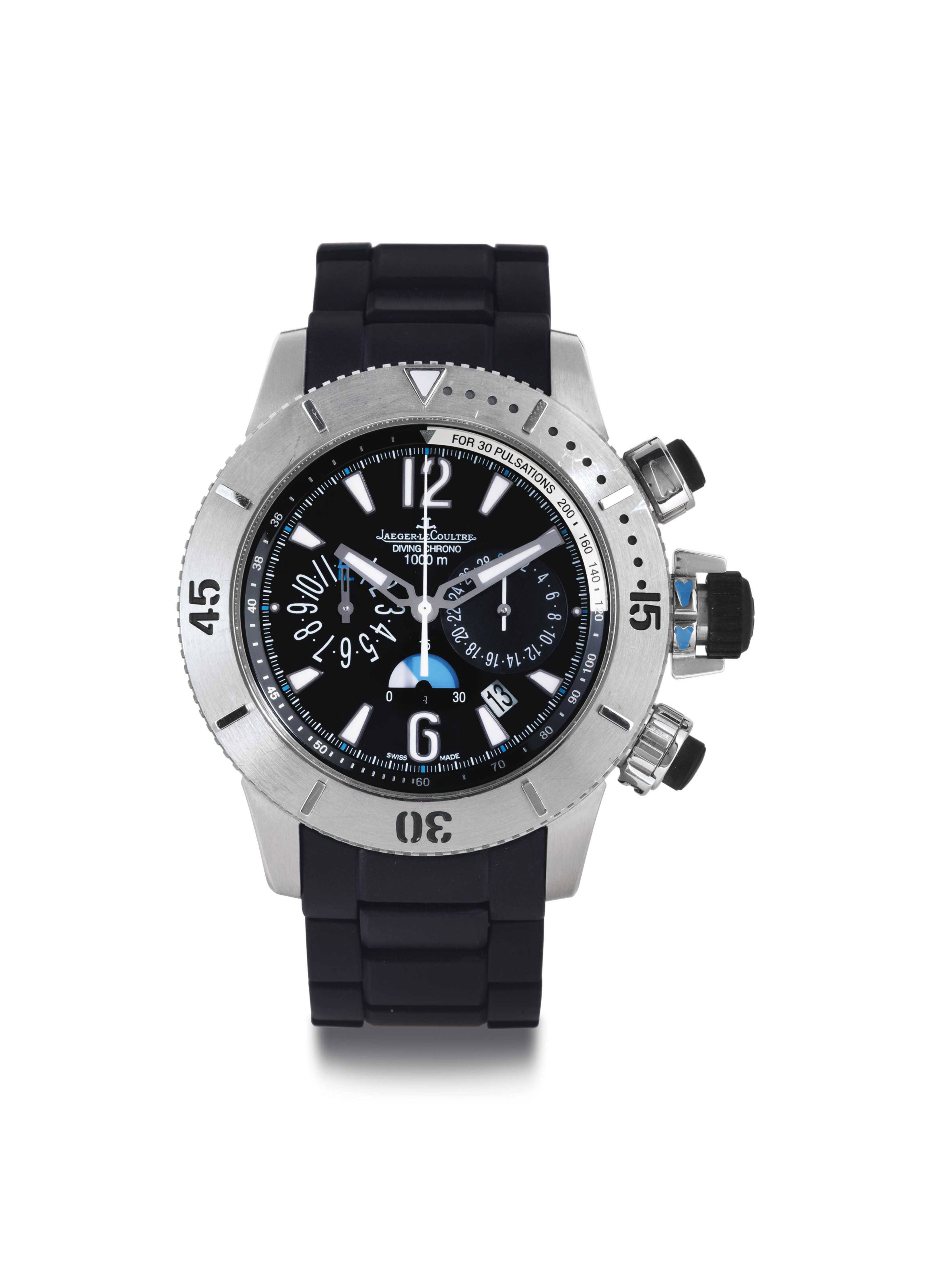 JAEGER-LECOULTRE. A TITANIUM AUTOMATIC CHRONOGRAPH DIVING WRISTWATCH ...