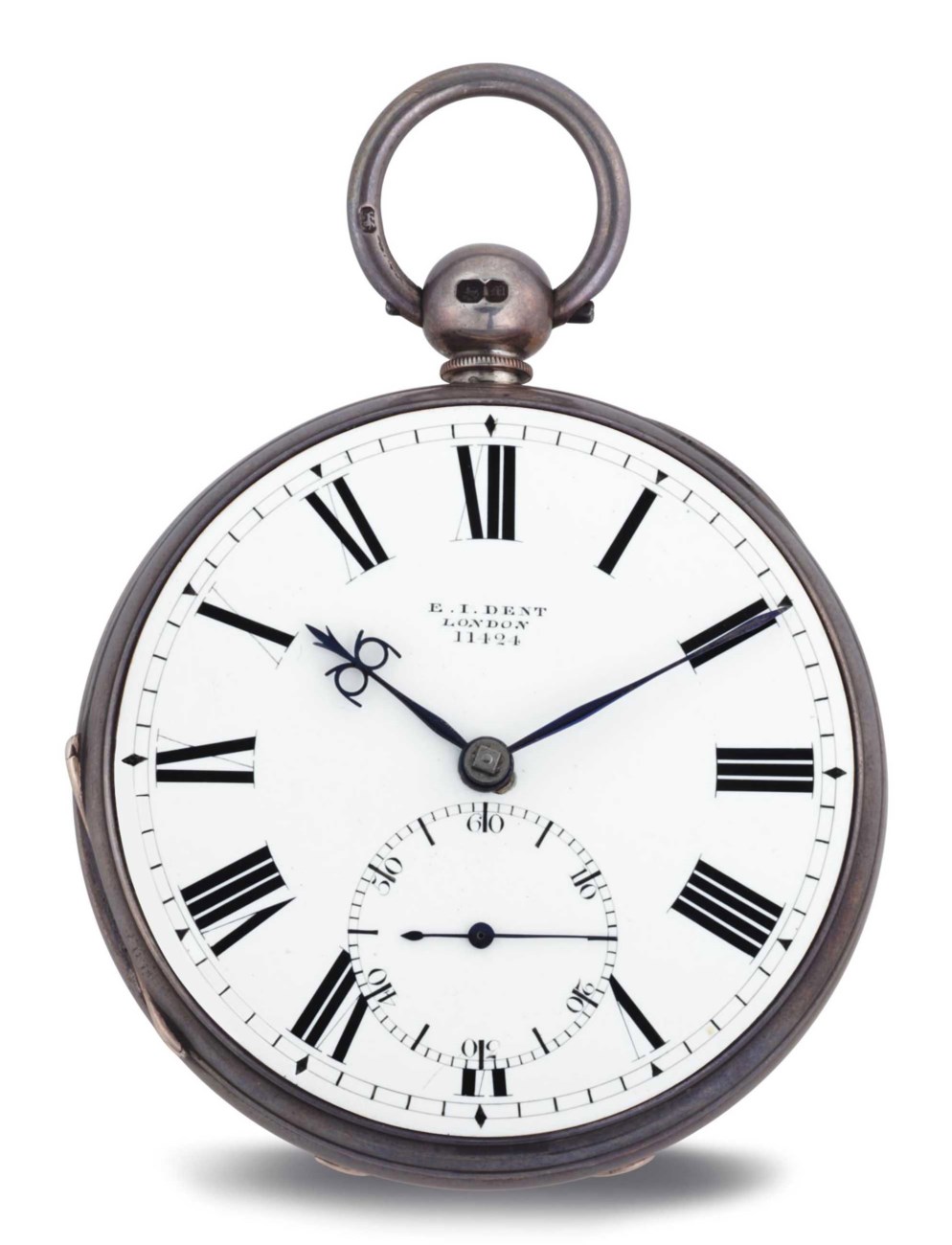 E.J. DENT. A SILVER OPENFACE POCKET CHRONOMETER WITH ORIGINAL FITTED ...