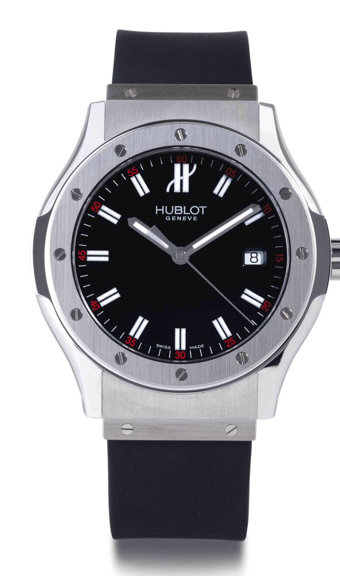 HUBLOT. A STAINLESS STEEL WRISTWATCH WITH DATE AND CENTER SECONDS ...