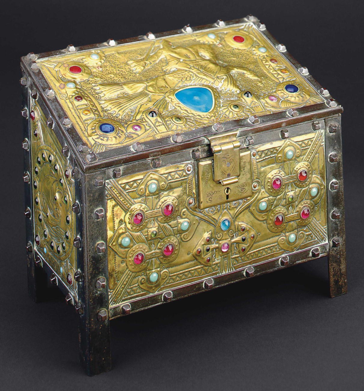 ALFRED DAGUET (1875-1942) , A REPOUSSÉ BRASS AND COPPER BOX, CIRCA 1900 ...