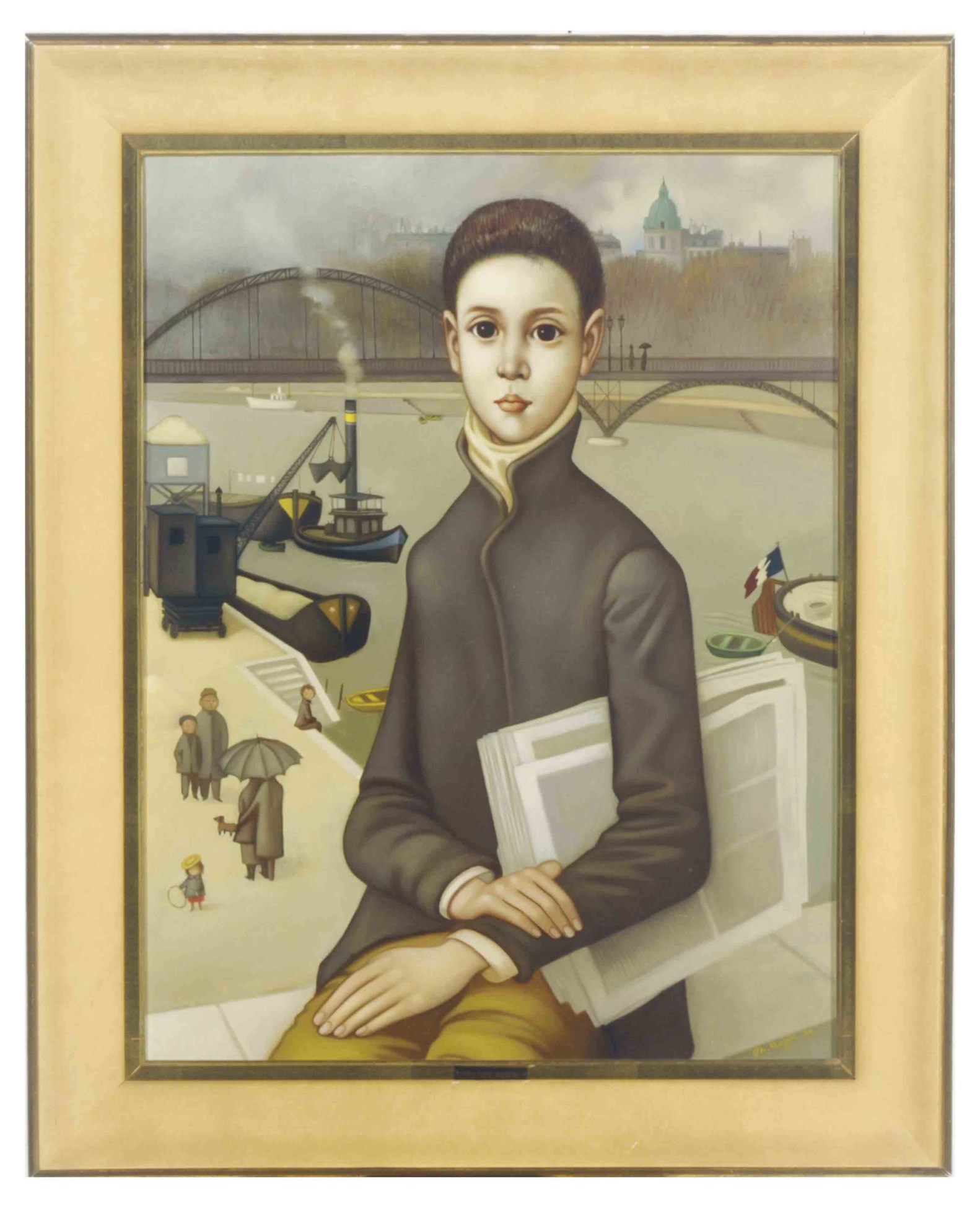 Philippe Henri Noyer (French, 1917-1985) , A Parisian boy by the Seine ...