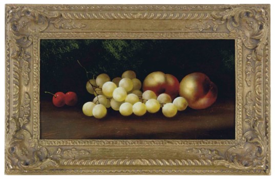 Edwin Steele (BRITISH, 1837-1898) , Still life of cherries, grapes and ...