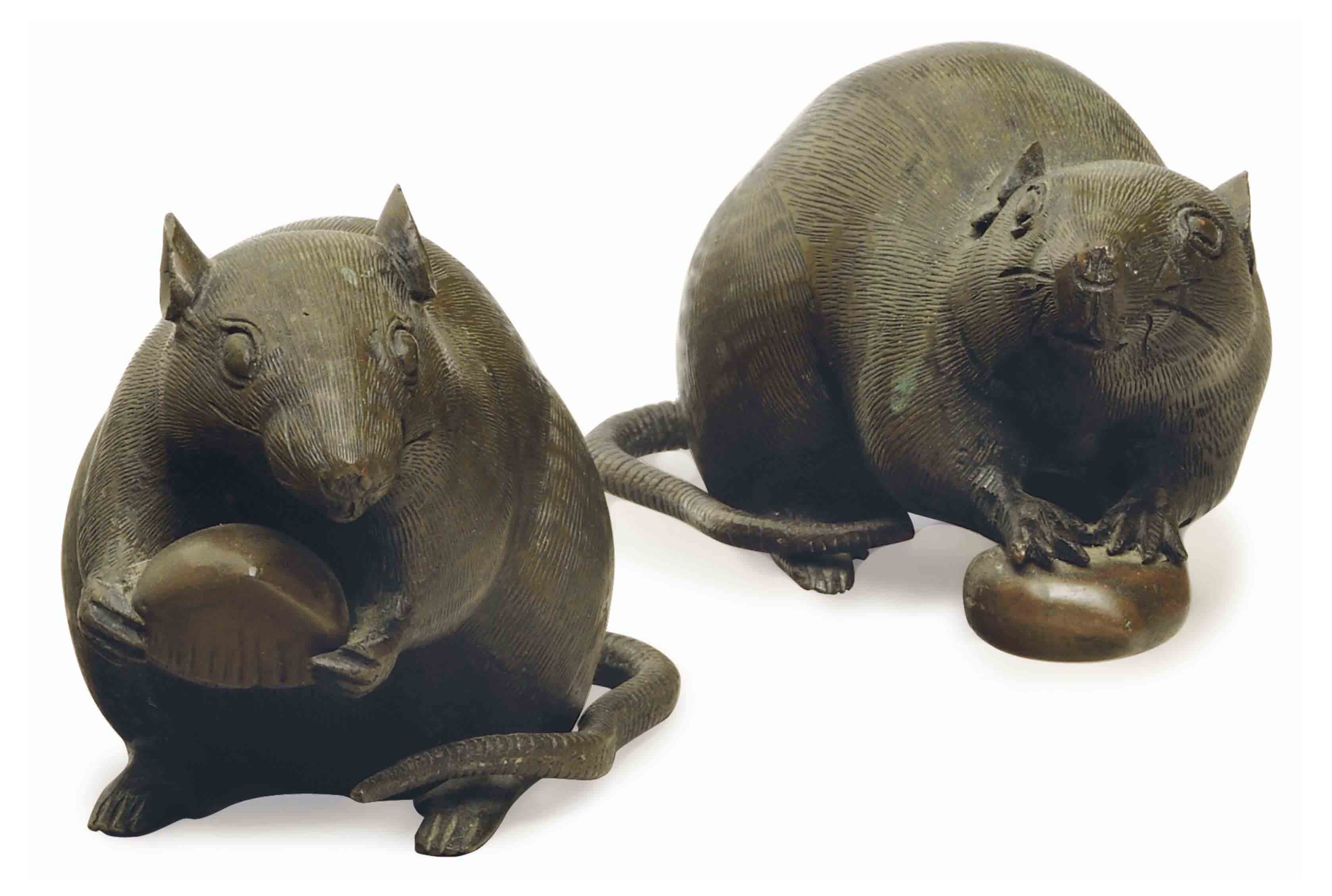 A PAIR OF JAPANESE BRONZE RAT-FORM OKIMONO, , 20TH CENTURY, | Christie's