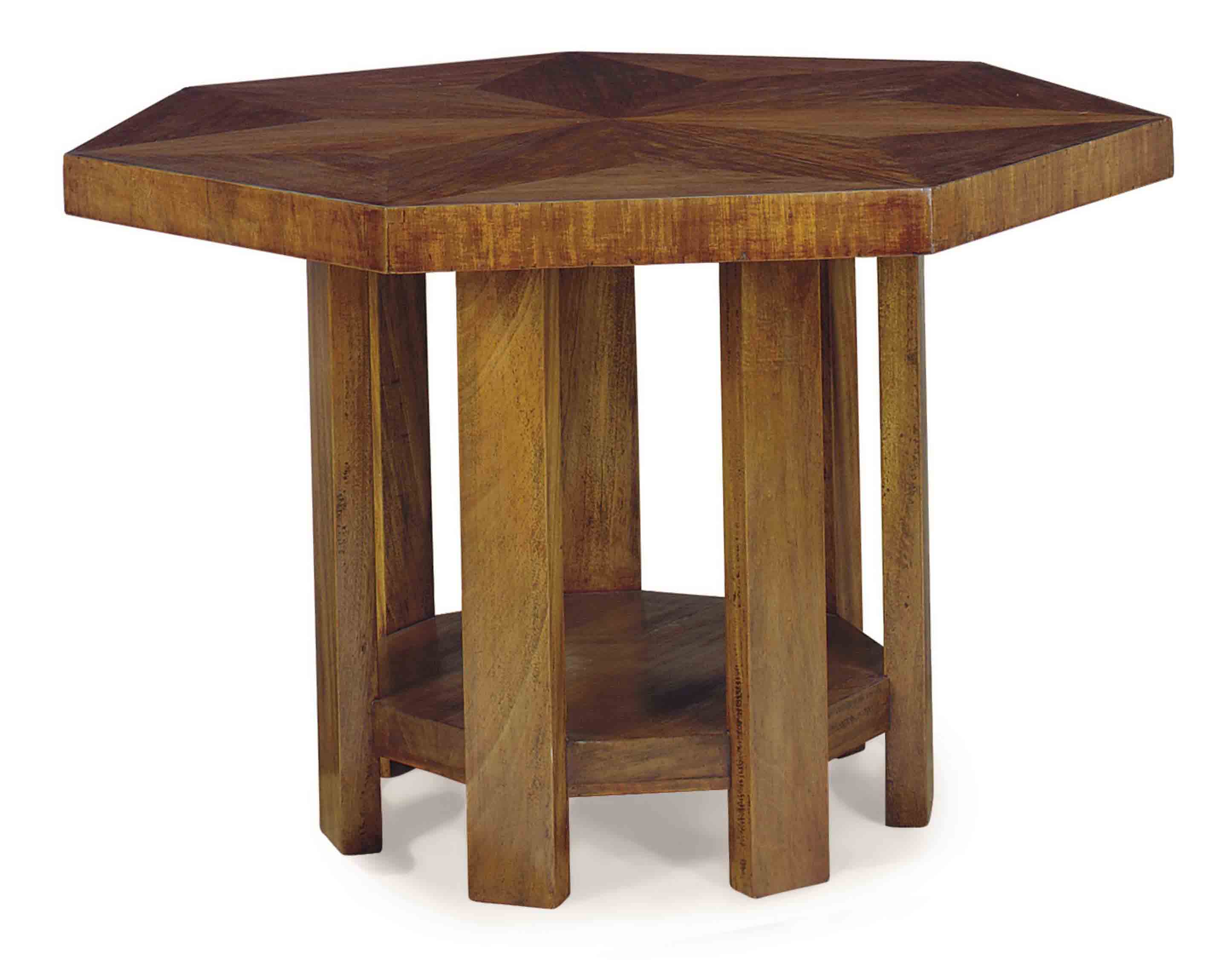 A FRENCH MAHOGANY SEVEN-SIDED CENTER TABLE,