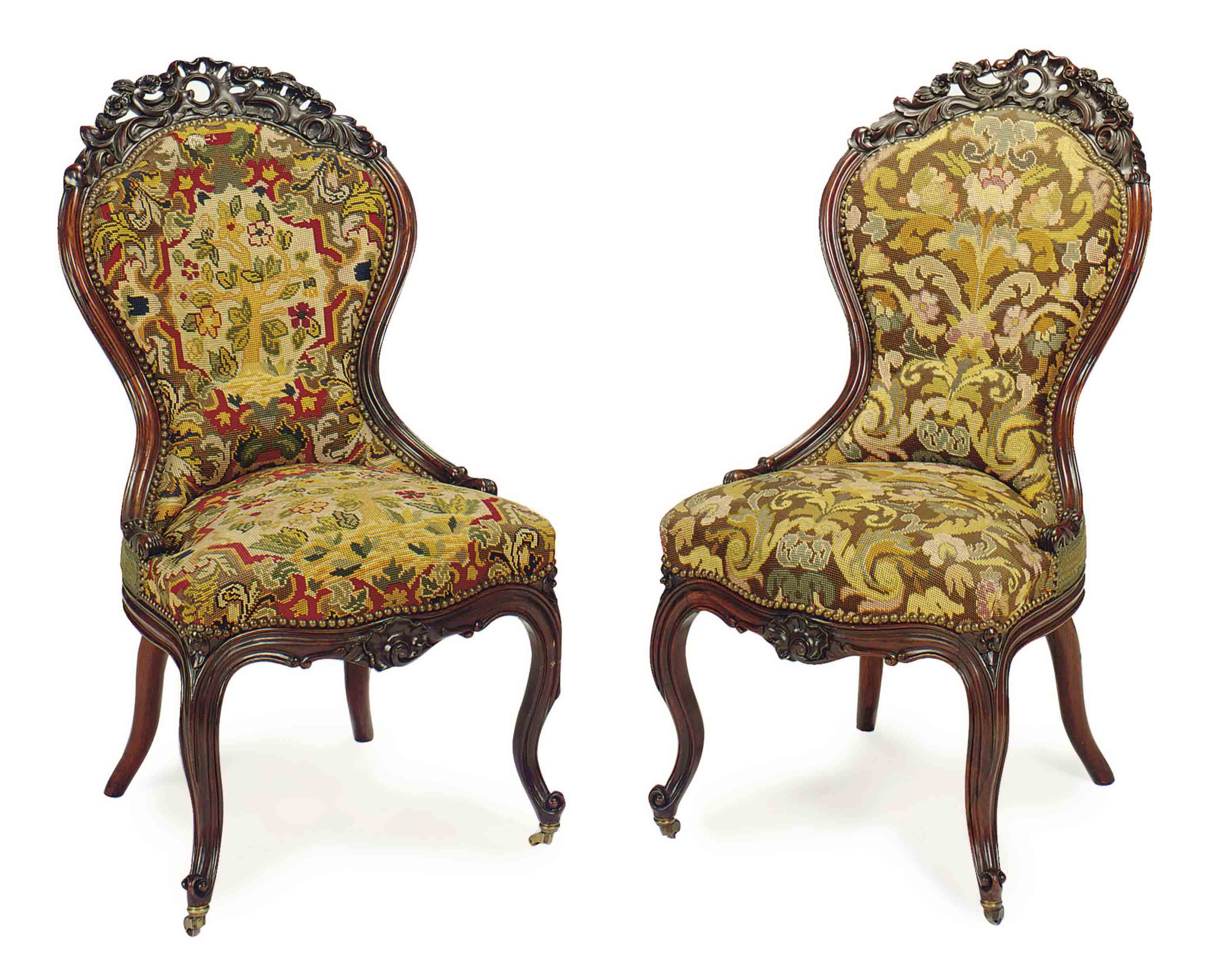 A SET OF SIX ROCOCO REVIVAL SALON CHAIRS, , AMERICAN, LATE 19TH CENTURY ...