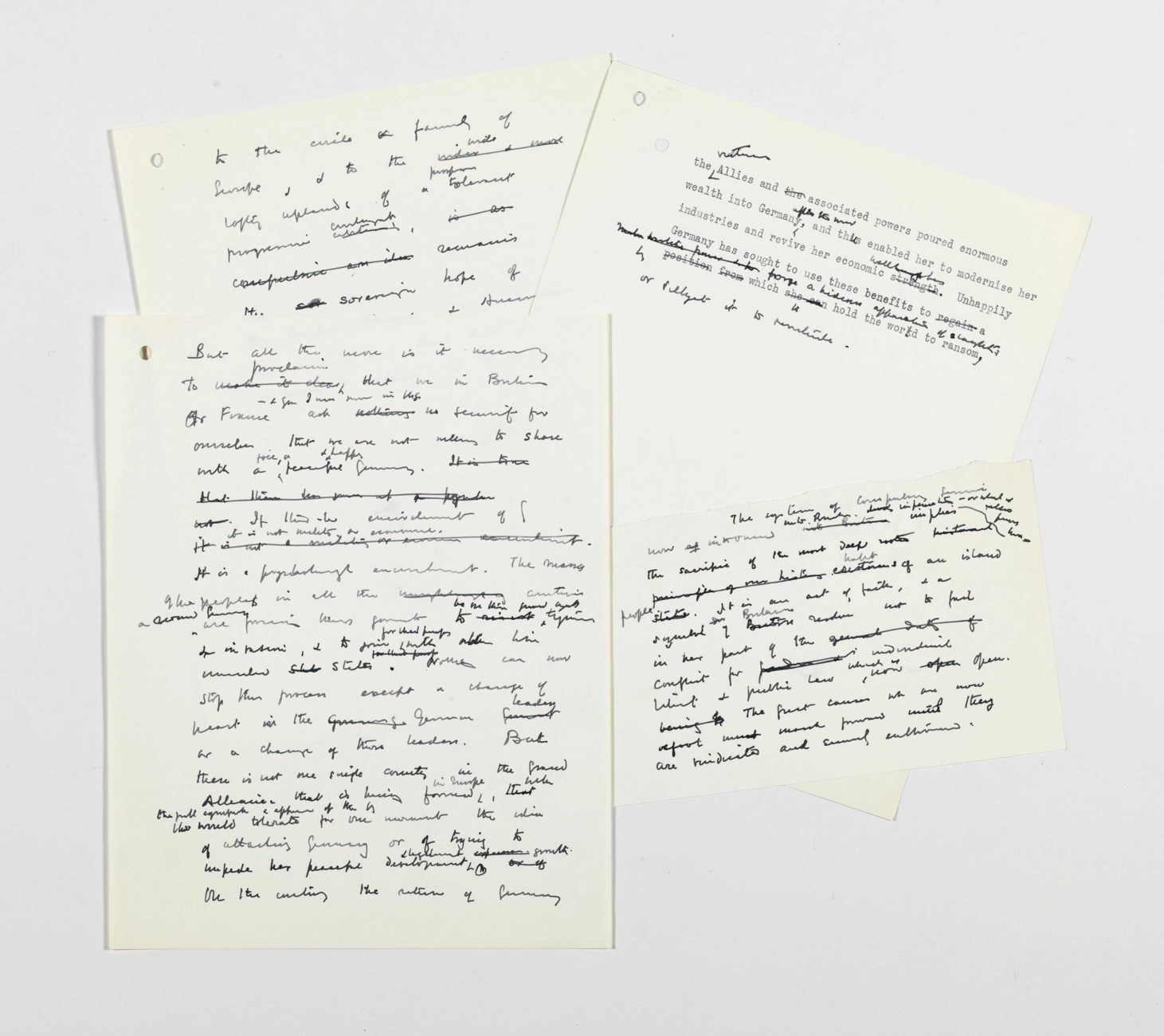CHURCHILL, Winston S. Autograph and typed manuscript fragment, unsigned ...