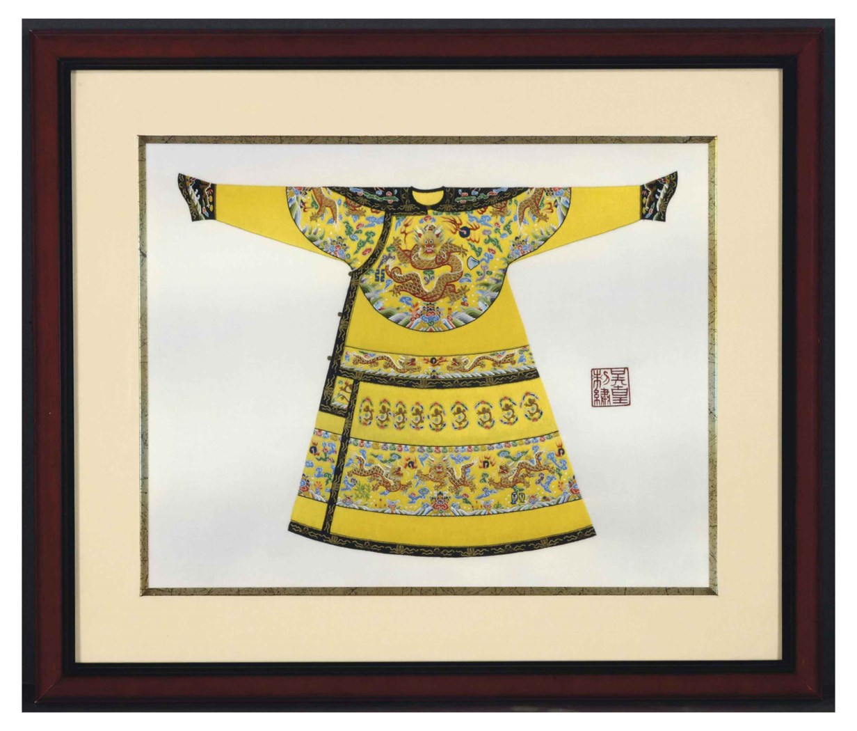 SIX CHINESE EMBROIDERED ROBE DESIGNS AND A JAR DESIGN, , MODERN ...