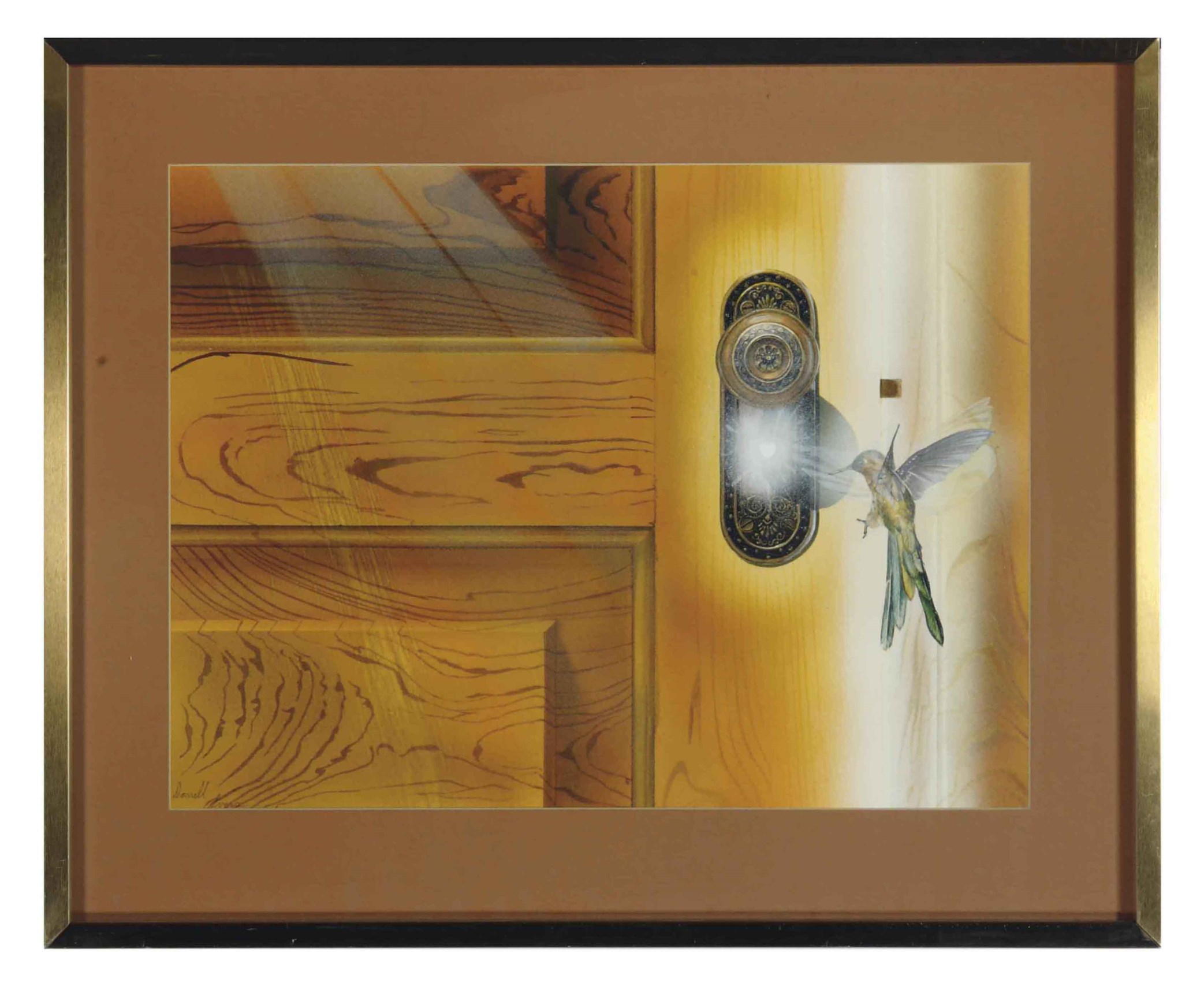 Darrell Evers (American, b. 1953) , Untitled (Hummingbird by a keyhole ...