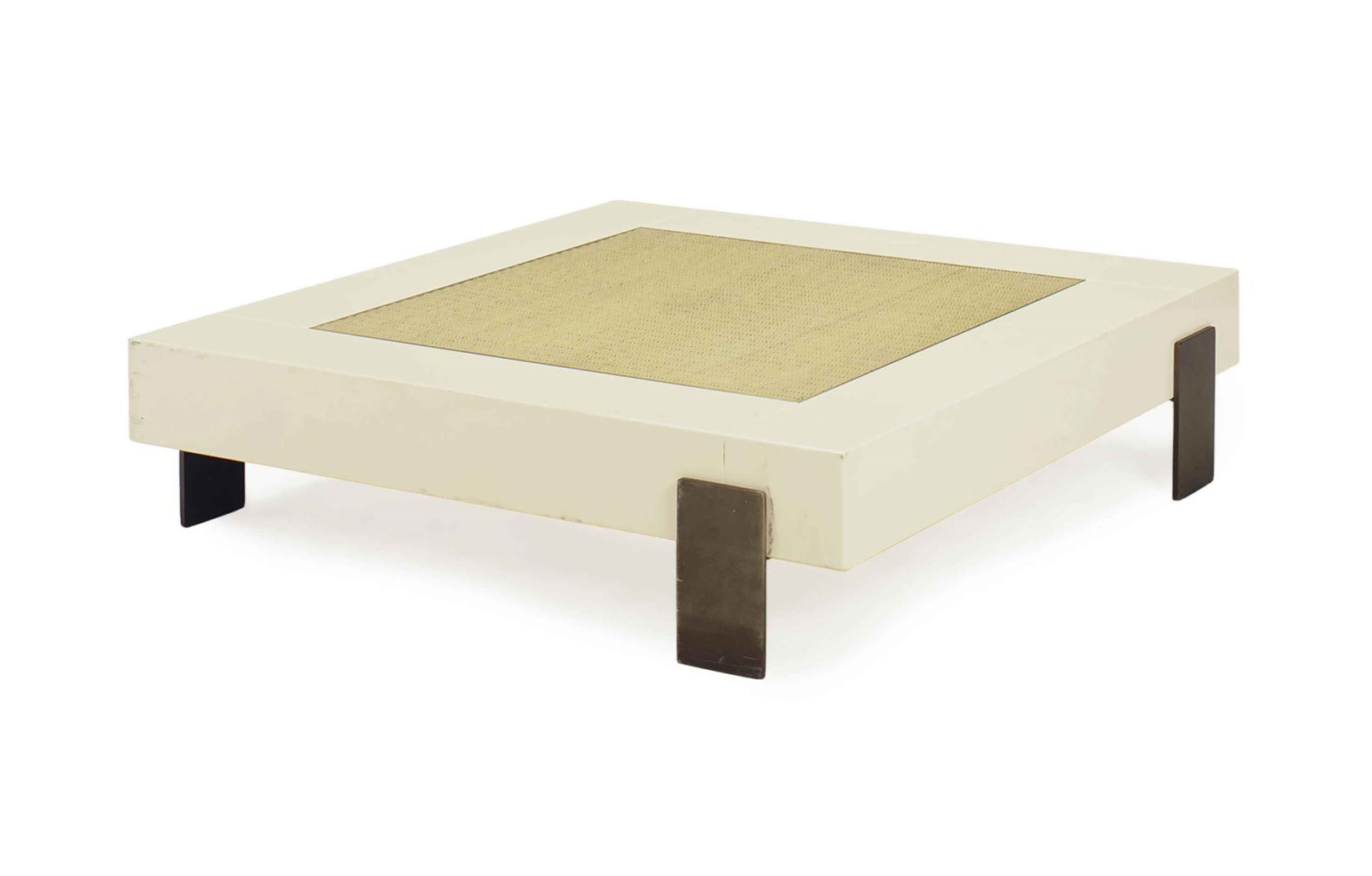 A WHITE-PAINTED AND CANE INSET SQUARE LOW TABLE, , CIRCA 1975 | Christie's