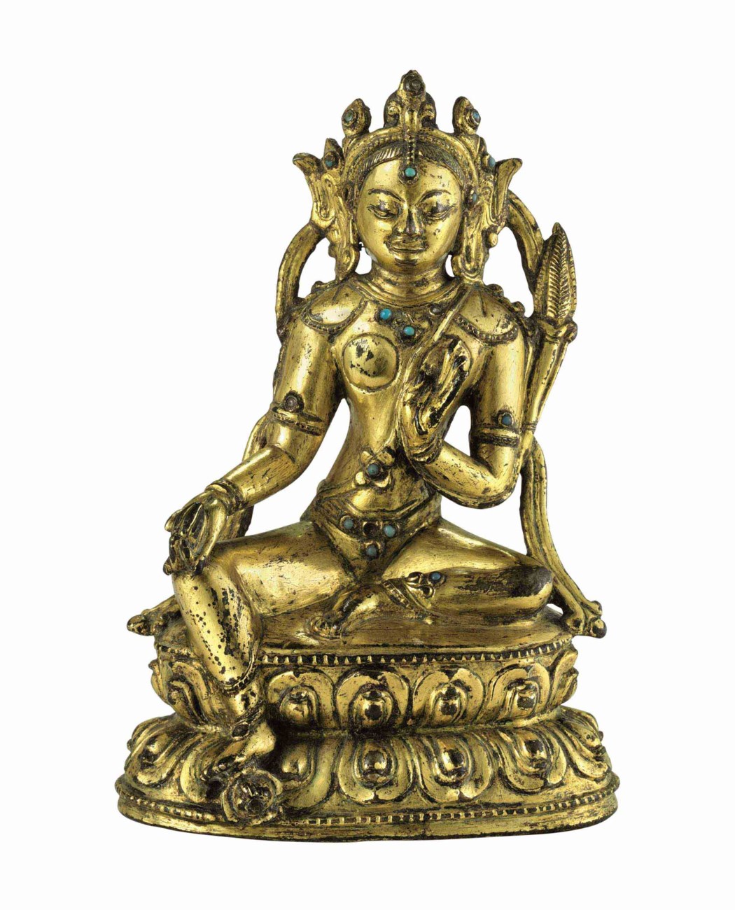 A gilt bronze figure of Vasudhara