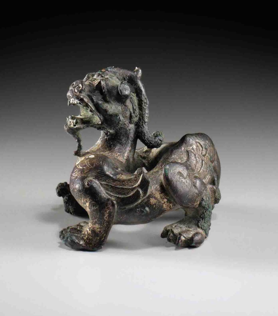 A GILT-BRONZE CHIMERA-FORM WEIGHT , EASTERN HAN DYNASTY (25-220 AD ...
