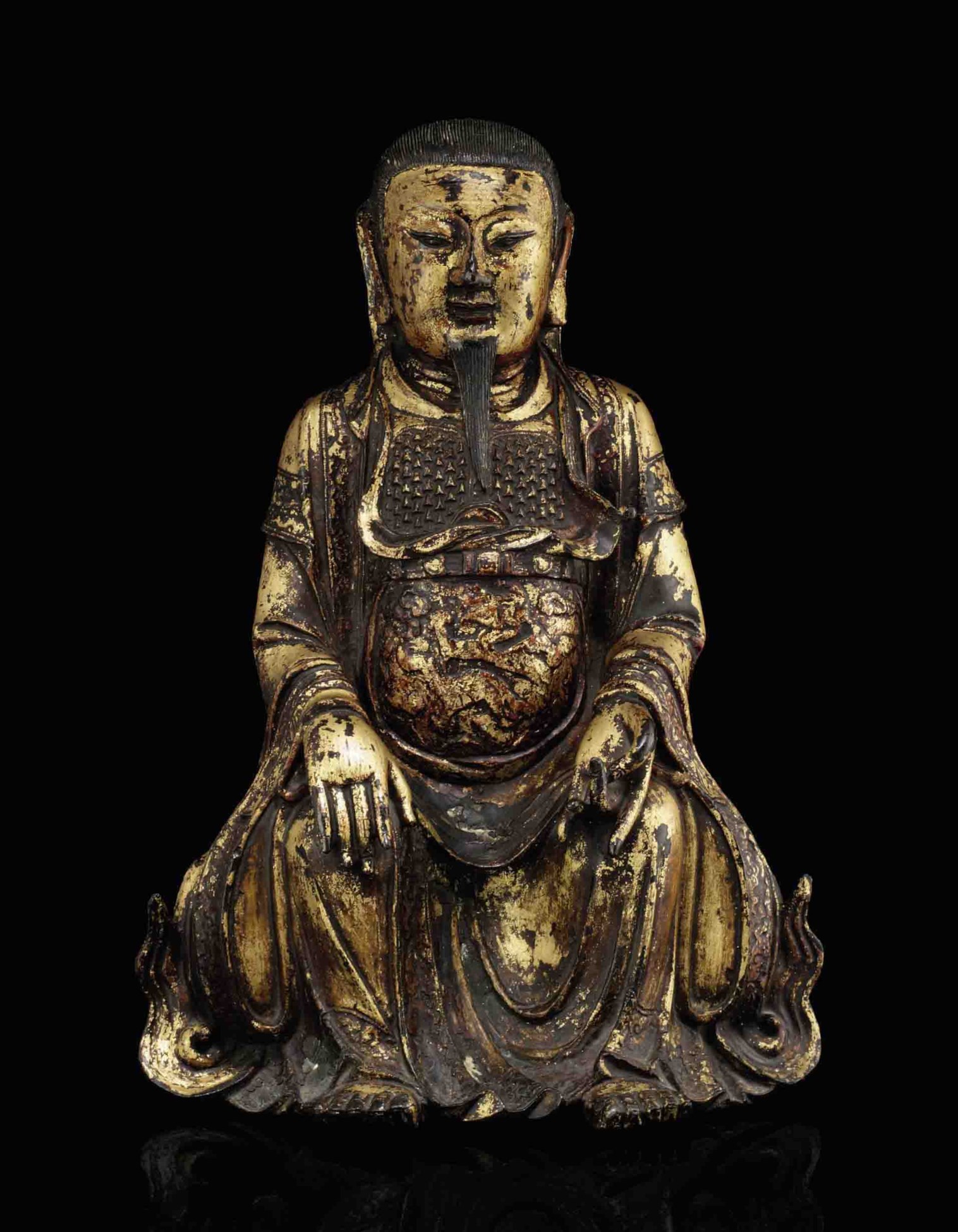 A GILT-LACQUERED BRONZE FIGURE OF ZHENWU , MING DYNASTY, 16TH-17TH ...