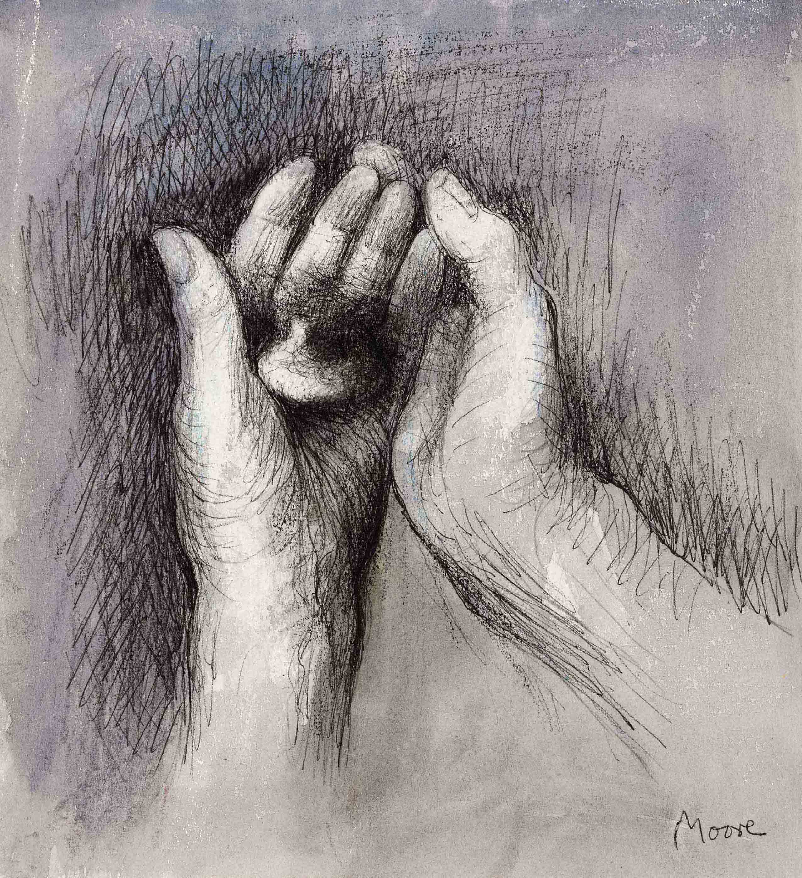 Henry Moore (1898-1986) , Artist's Hands (Pebble in Left Hand) | Christie's