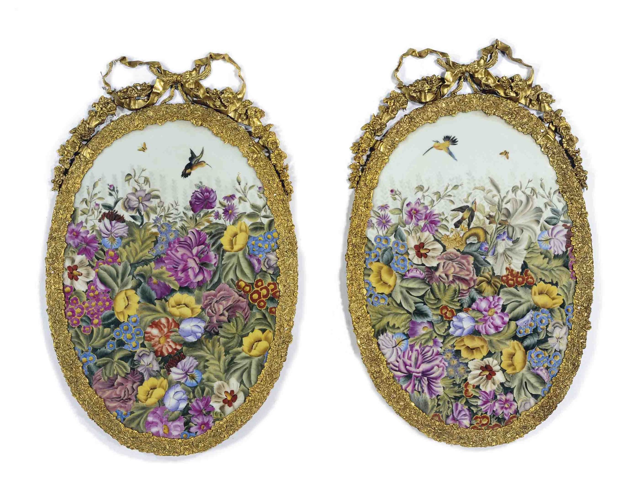 A PAIR OF SEVRES-STYLE PORCELAIN PLAQUES IN GILT METAL FRAMES, , MODERN ...